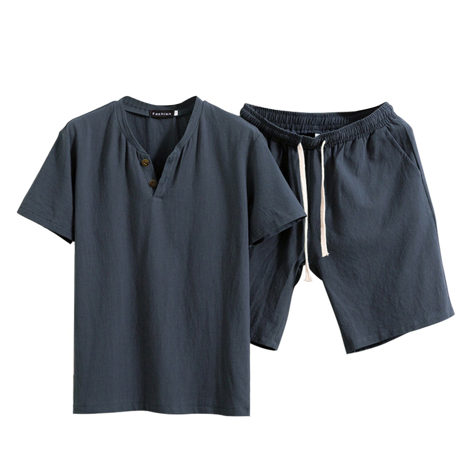 JIKNTTR Trendy Mens Short Sets Sleeve Shorts Set Men's Color Two Piece ...