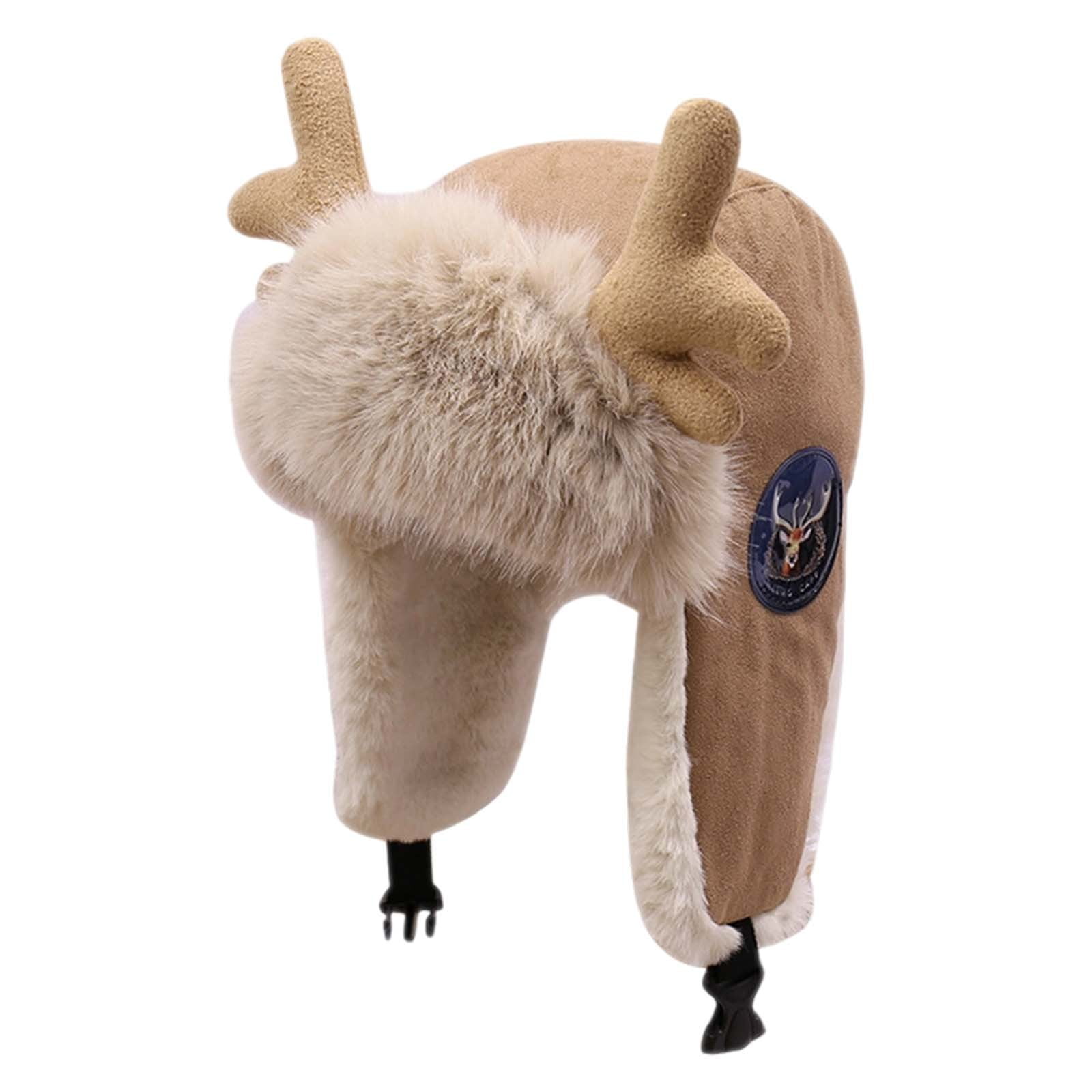 JIKNTTR Winter Hats For Women Warm Windproof Trooper Hats With Earflaps ...