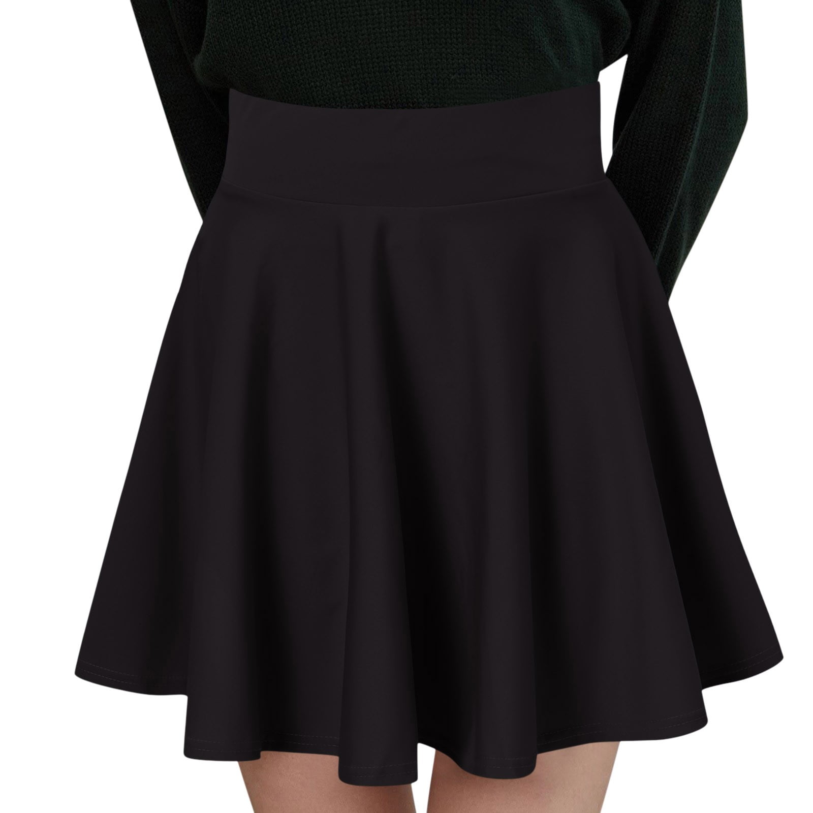 JIKNTTR Women's Basic Versatile Stretchy Flared Skater Skirts Women ...