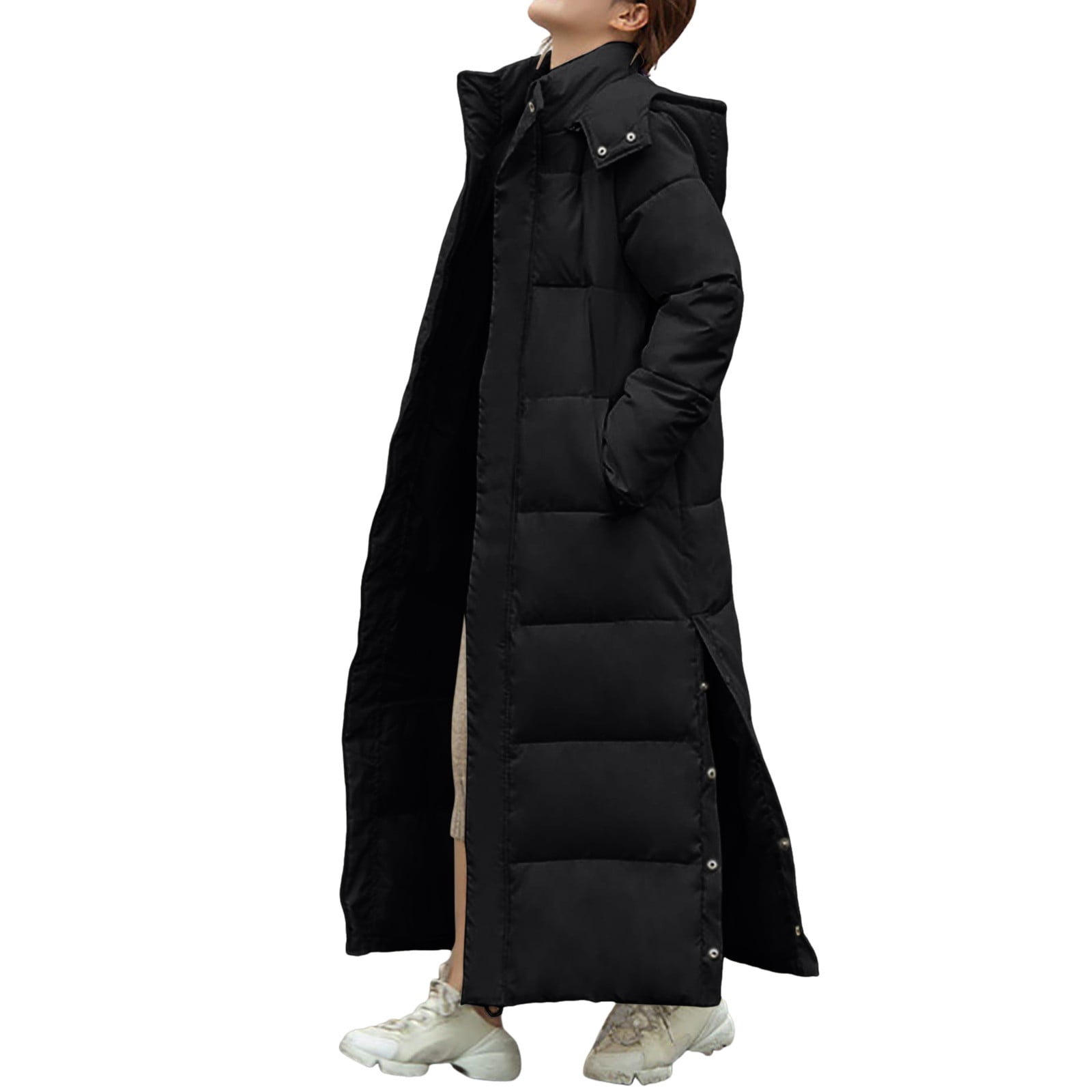 JIKNTTR Womens Long Puffer Coat Ankle Length Puffer Jacket Womens ...