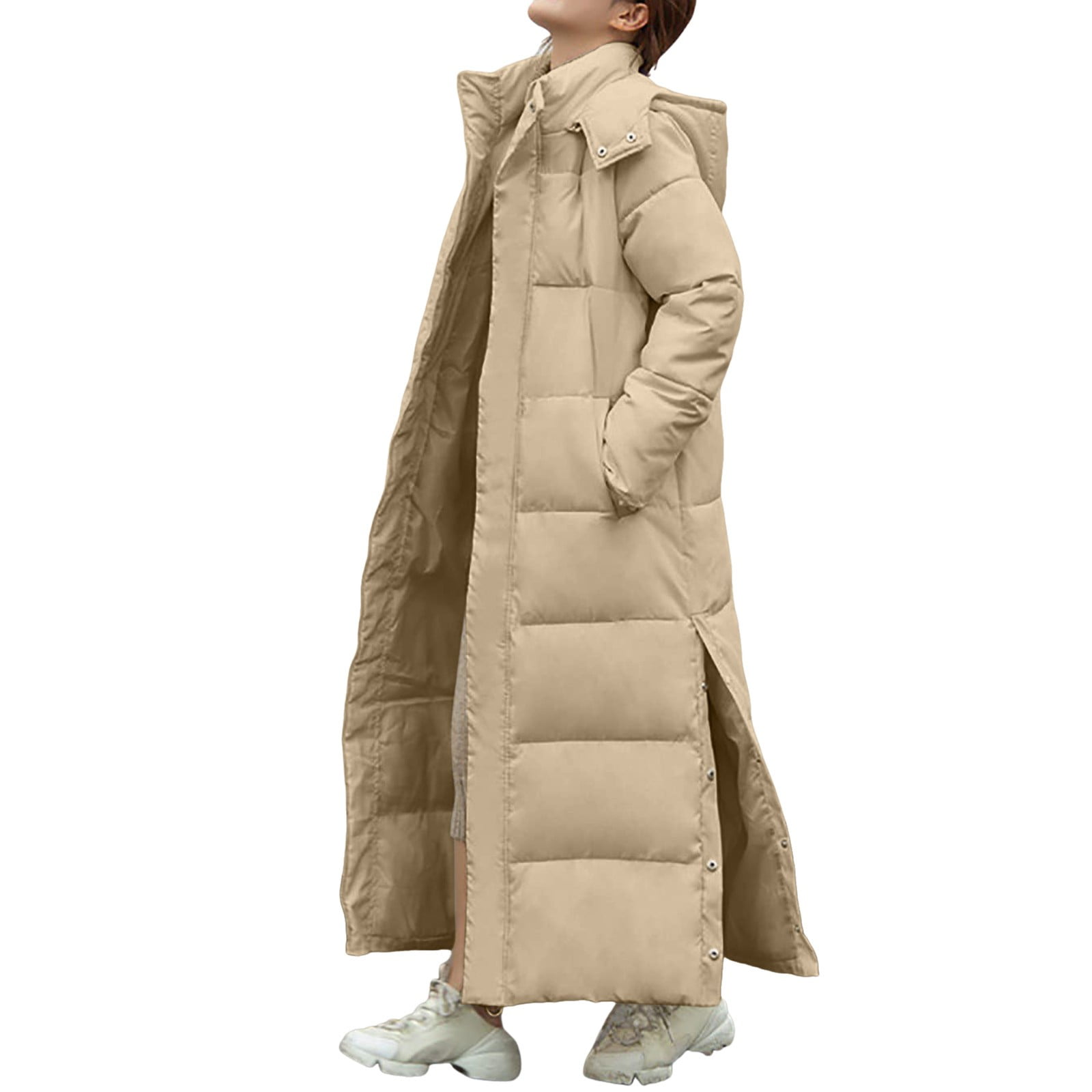 JIKNTTR Womens Long Puffer Coat Ankle Length Puffer Jacket Womens ...