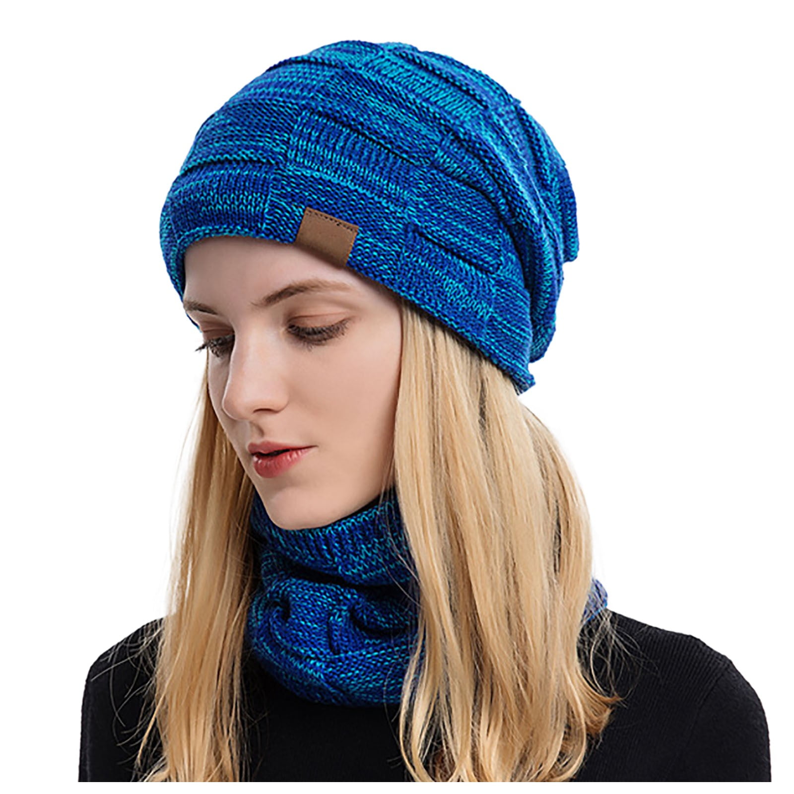 JIKNTTR Womens Winter Beanie Hat Scarf Set Knit Slouchy Beanie Cap Neck ...