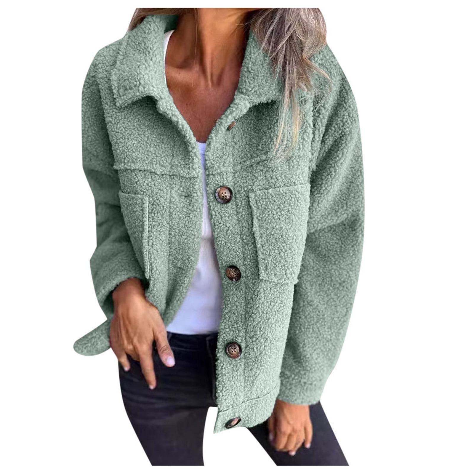 JIKNTTR Womens Winter Coats Cozy Teddy Coat For Autumn Winter With ...