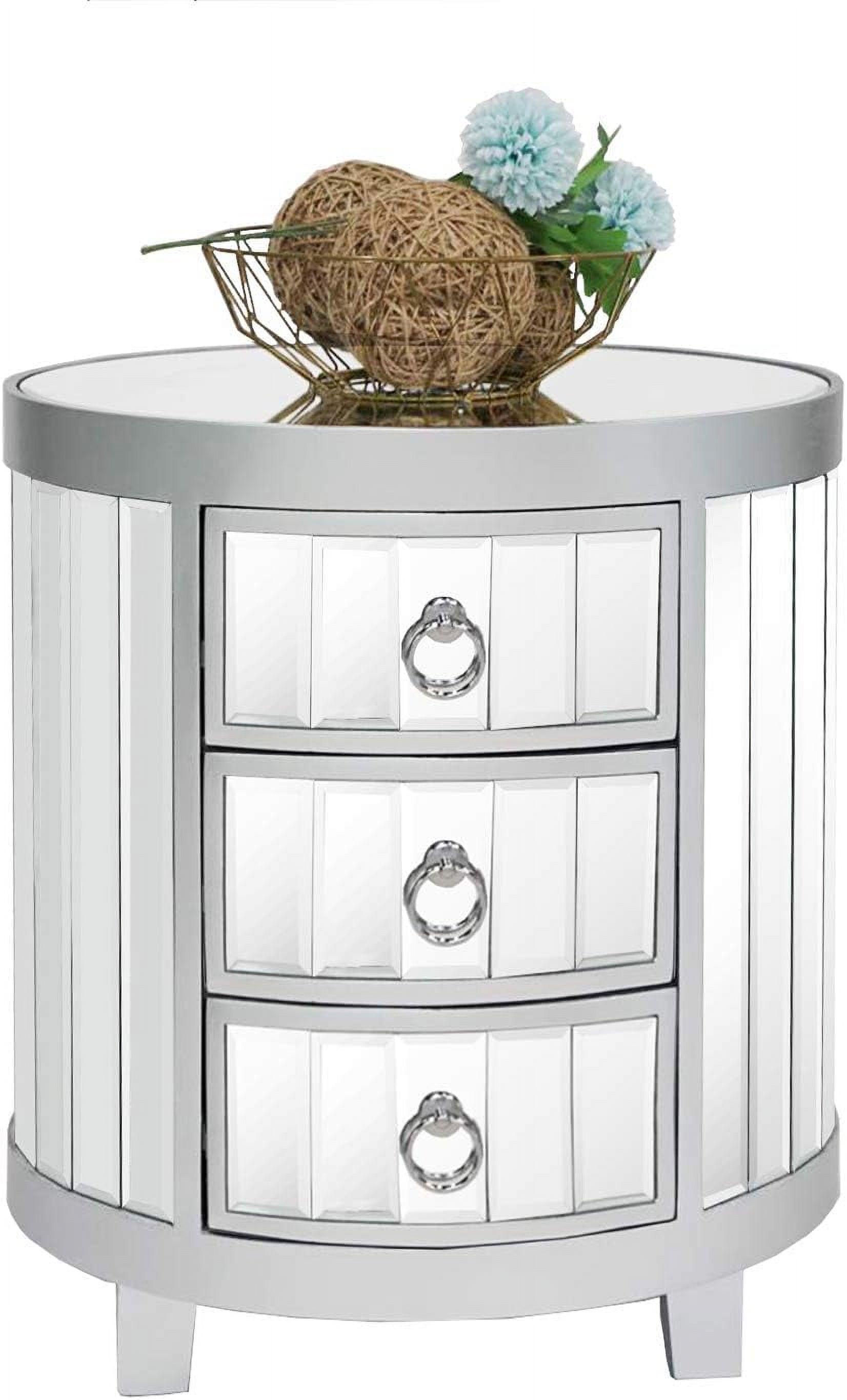 JIKUETWGTG 1-Drawer Mirrored End Table Mirrored Nightstand End Tables ...