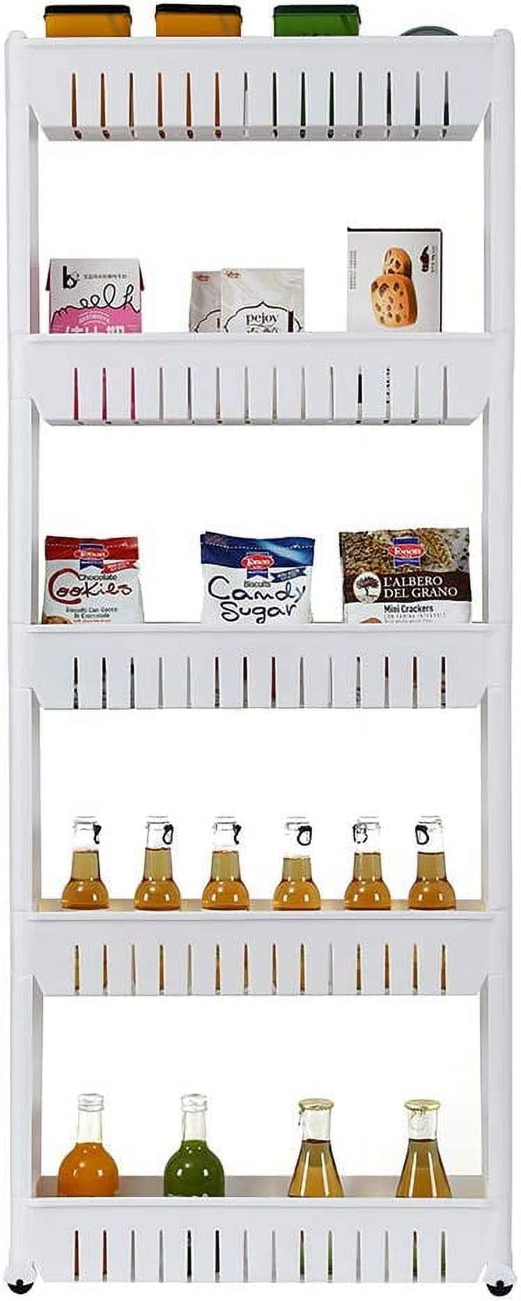 JIKUETWGTG 5 Tier Mobile Shelving Unit Organizer Slide Out Storage ...