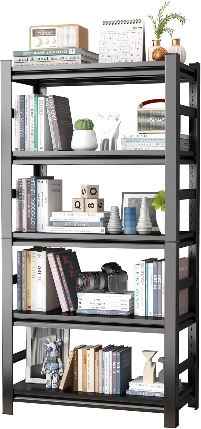 JIKUETWGTG 63" H Metal Bookshelf Sturdy Bookcase 5-Tier Adjustable Book ...
