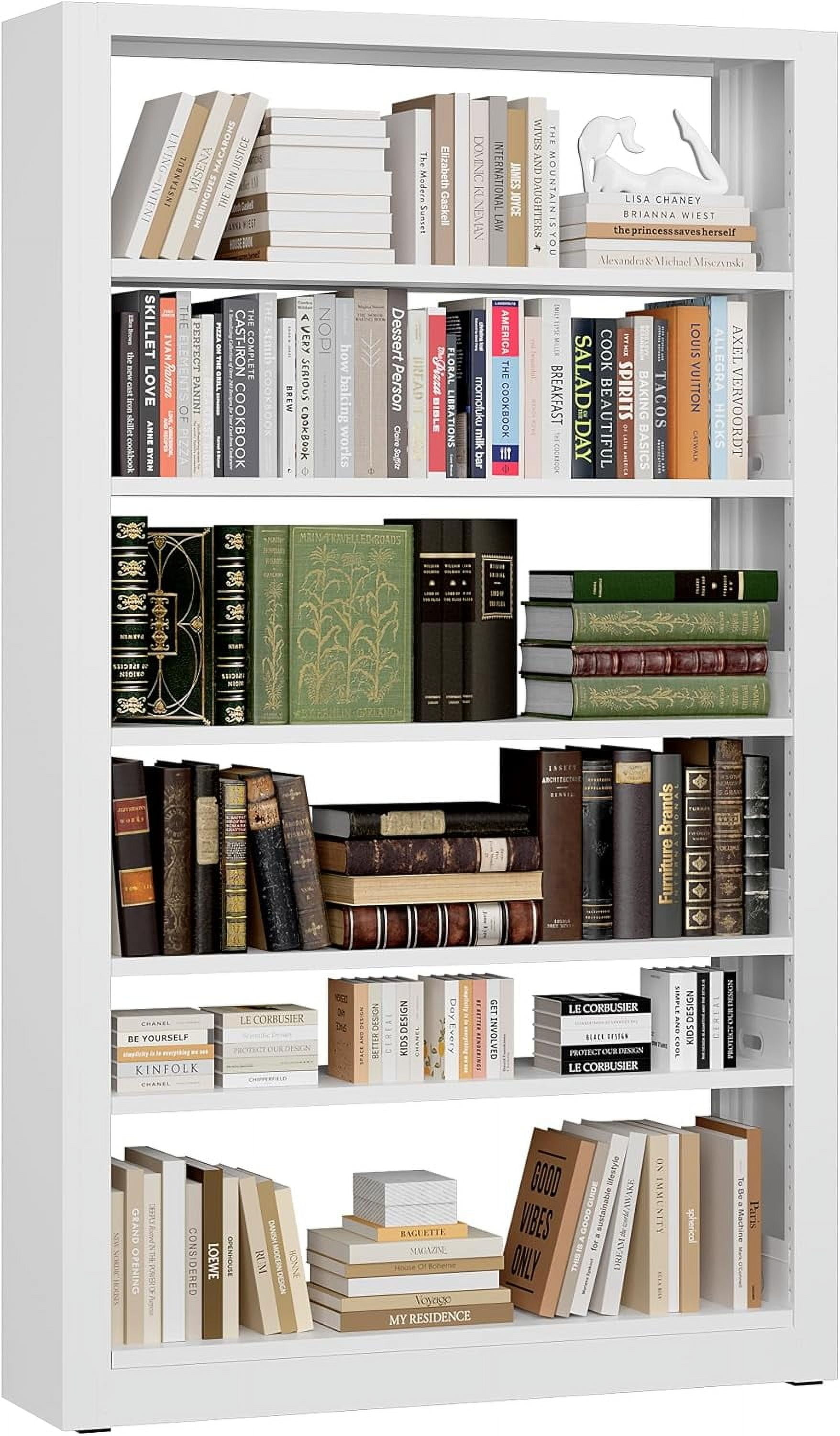 JIKUETWGTG 77" H Heavy-Duty 6-Tier Bookshelf，Tall Bookshelf with ...