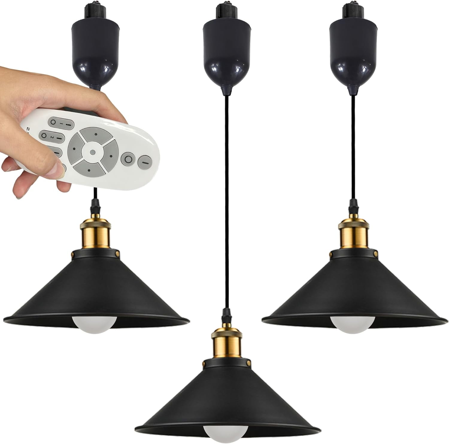 JIKUETWGTG Adjustable Height Track Pendant Lighting with Remote Control ...
