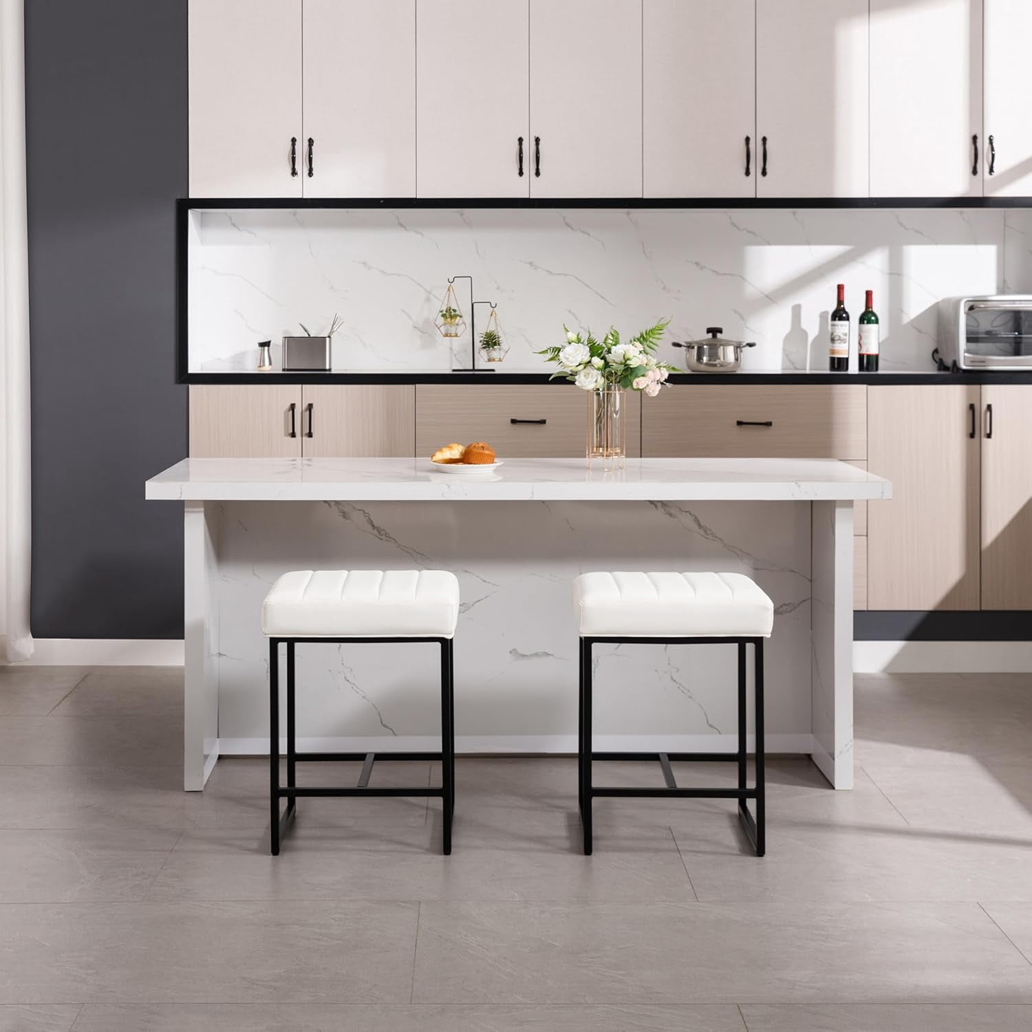 JIKUETWGTG Counter Stools Modern Upholstered Metal Counter Height ...