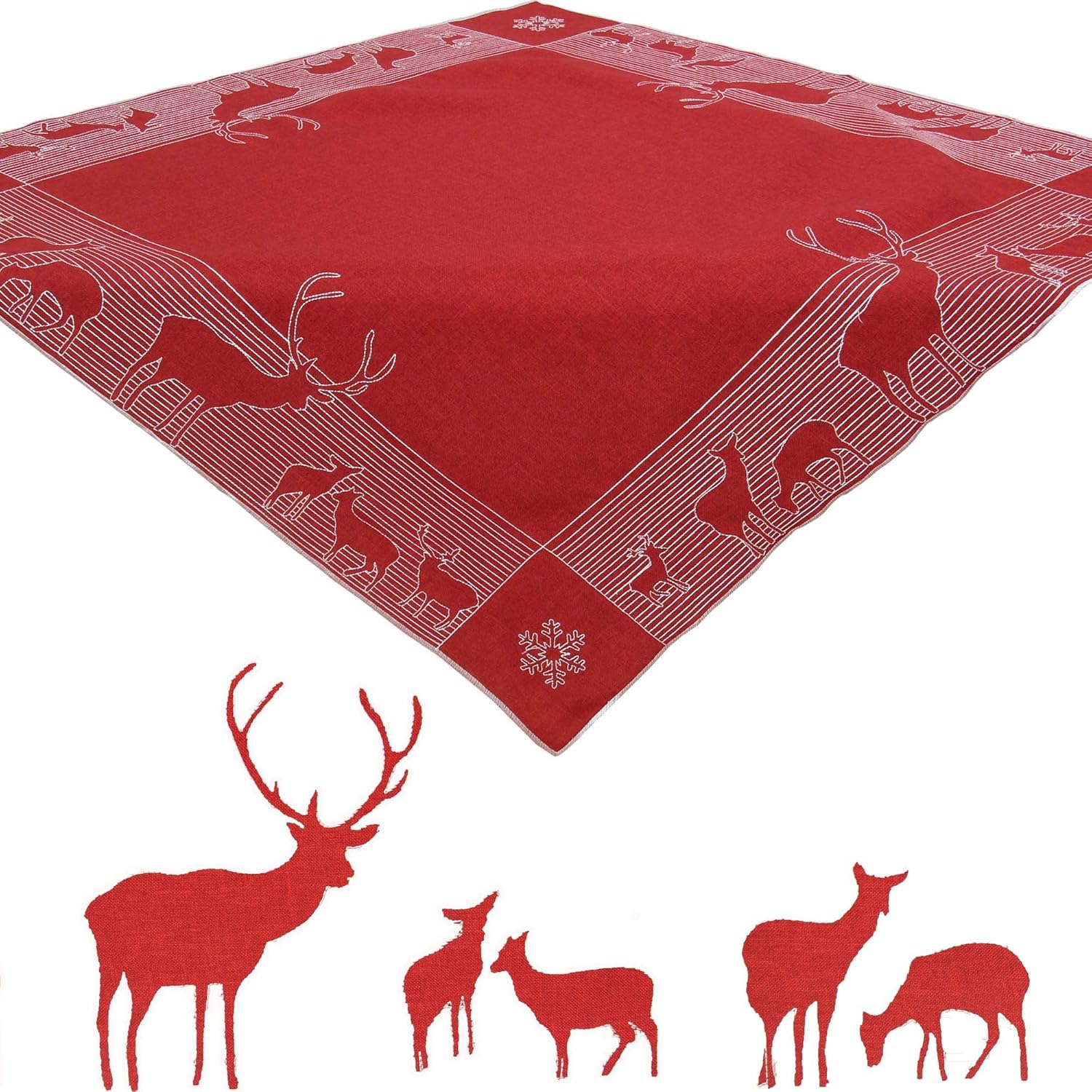 JIKUETWGTG Deer Winter Embroidery Table Overlay 34-inch-by-34-inch/ 85 ...
