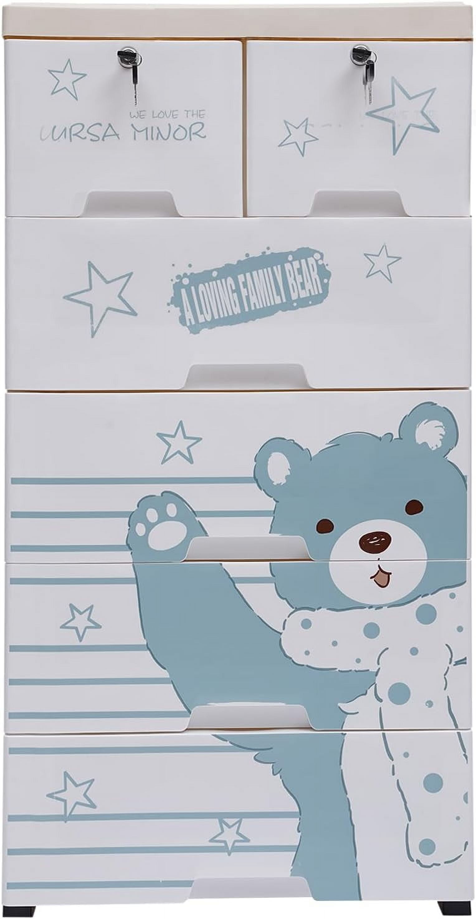 JIKUETWGTG Gradient Blue Drawers Dresser 5-Tier Storage Tower with 5 ...