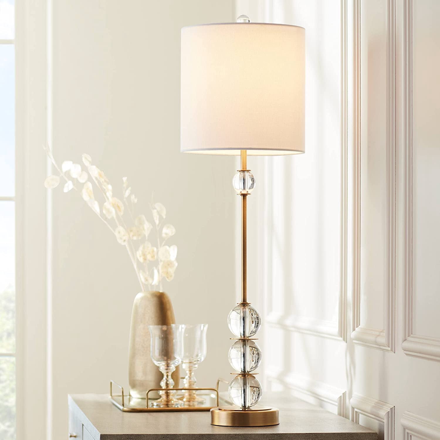 JIKUETWGTG Halston Modern Art Deco Style Buffet Table Lamp 32 1/2" Tall ...