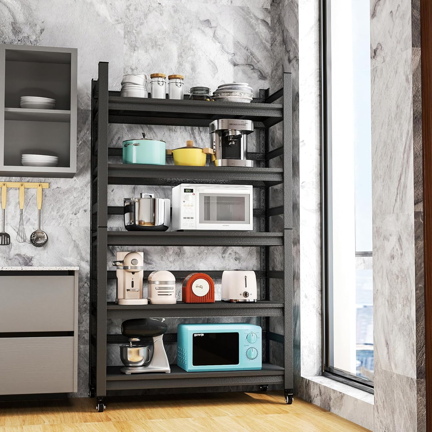 JIKUETWGTG Kitchen Shelves Series Standing Floor 5 Tier Multifunctional ...