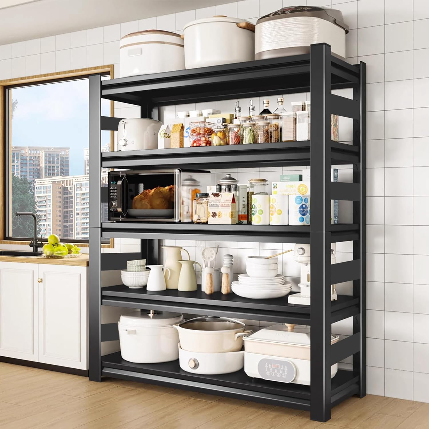 JIKUETWGTG Kitchen Shelves Series Standing Floor 5 Tier Multifunctional ...