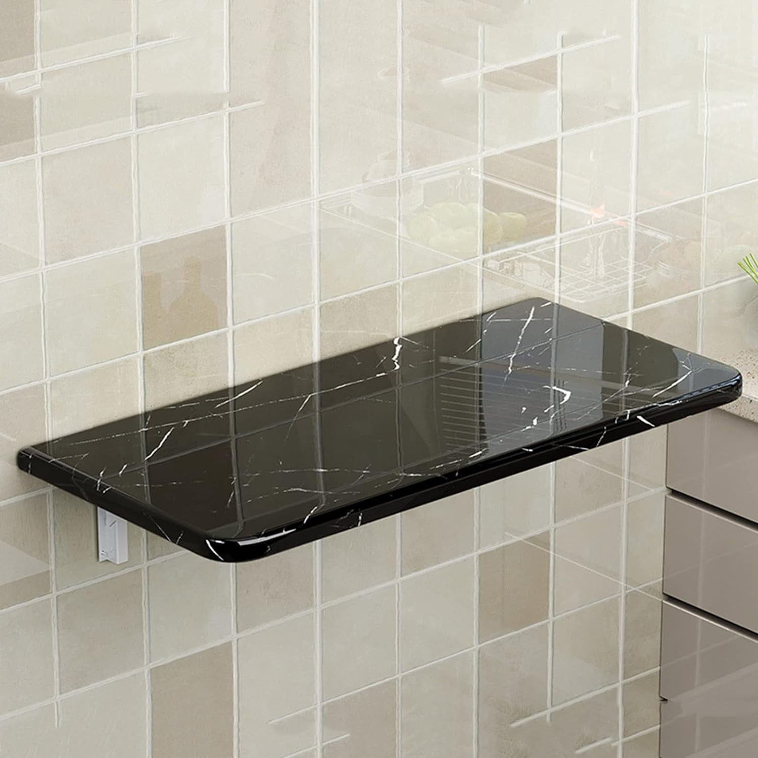 JIKUETWGTG Laundry Wall Mounted Marble Pattern Wall Table For Kitchen ...