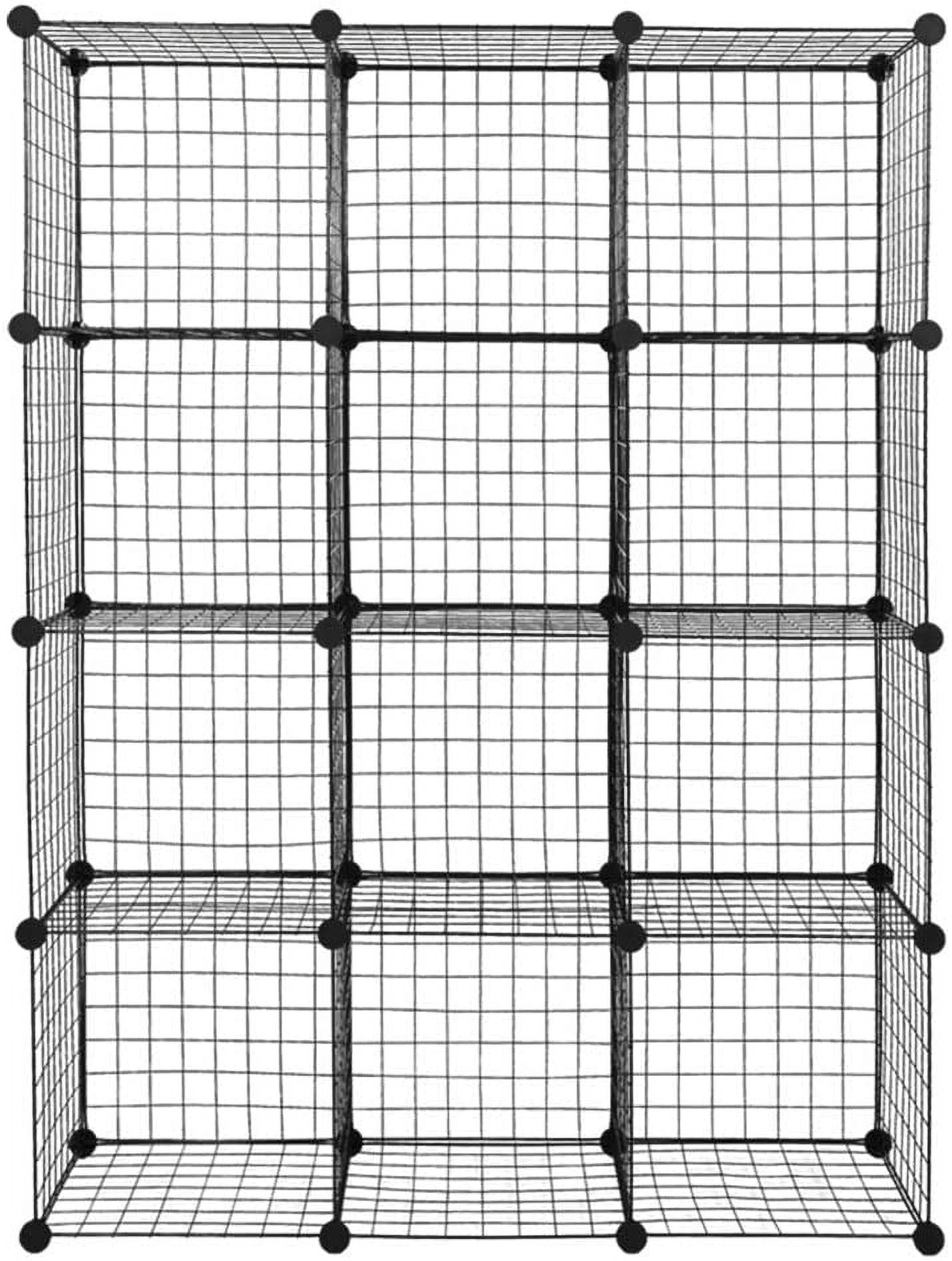 JIKUETWGTG Metal Wire Cube Storage 12-Cube Shelves Organizer Stackable ...
