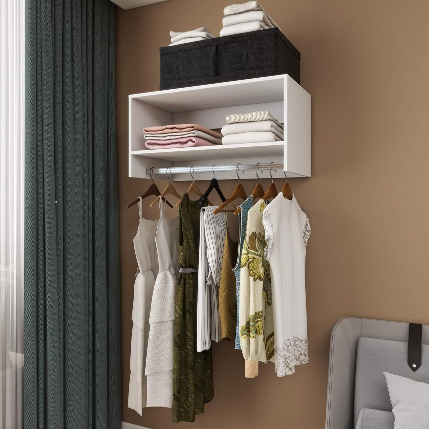 JIKUETWGTG Modular Wood Closet System with 3 Shelves for Walk-in Closet ...