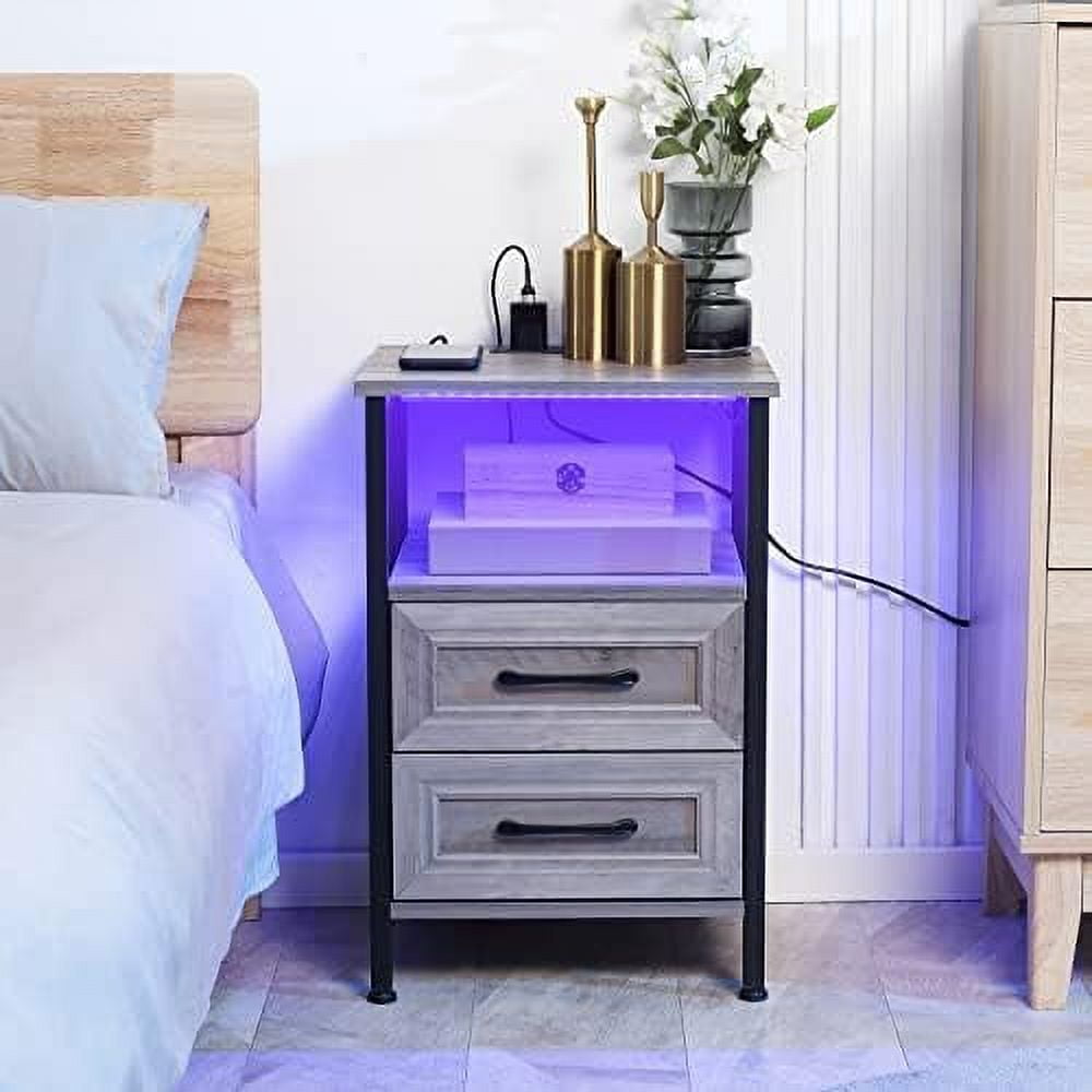 JIKUETWGTG Night Stand Charging Station and RGB Lights for Night Side ...