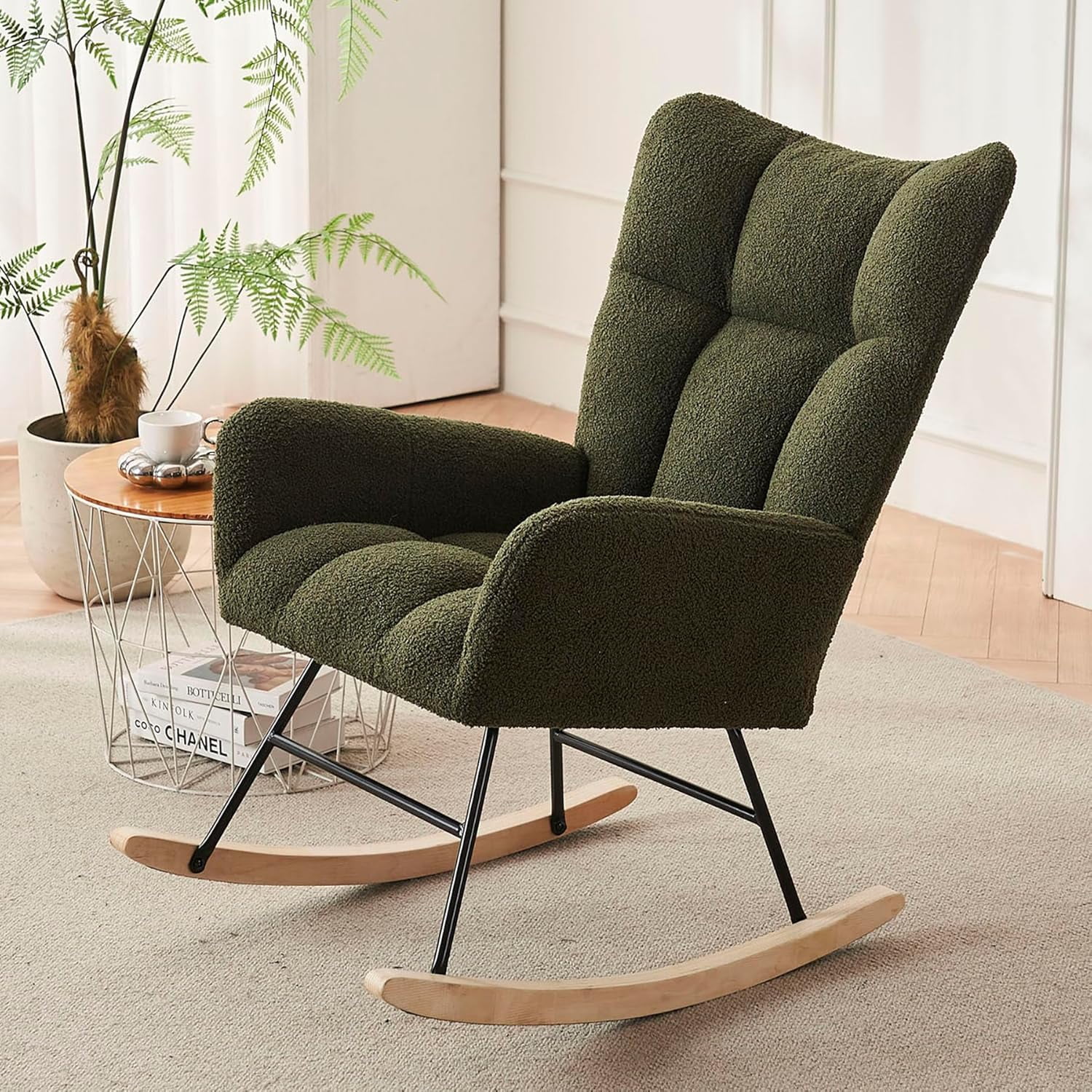 JIKUETWGTG Rocking Chair for Nursery Comfy Rocking Chair Nursery with ...
