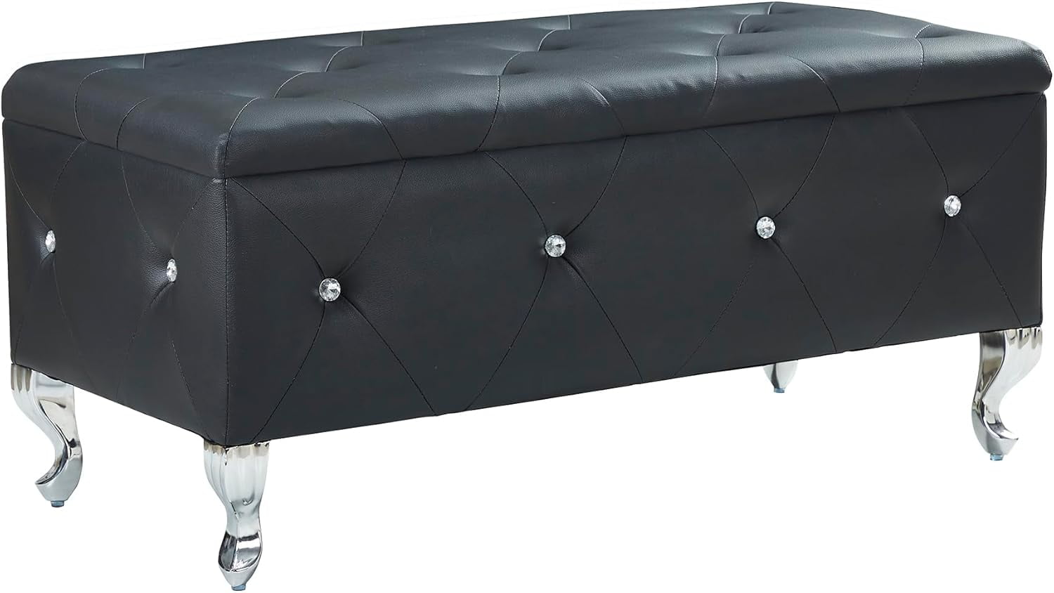 JIKUETWGTG Upholstered Storage Ottoman Bench Modern Silvery Legs ...