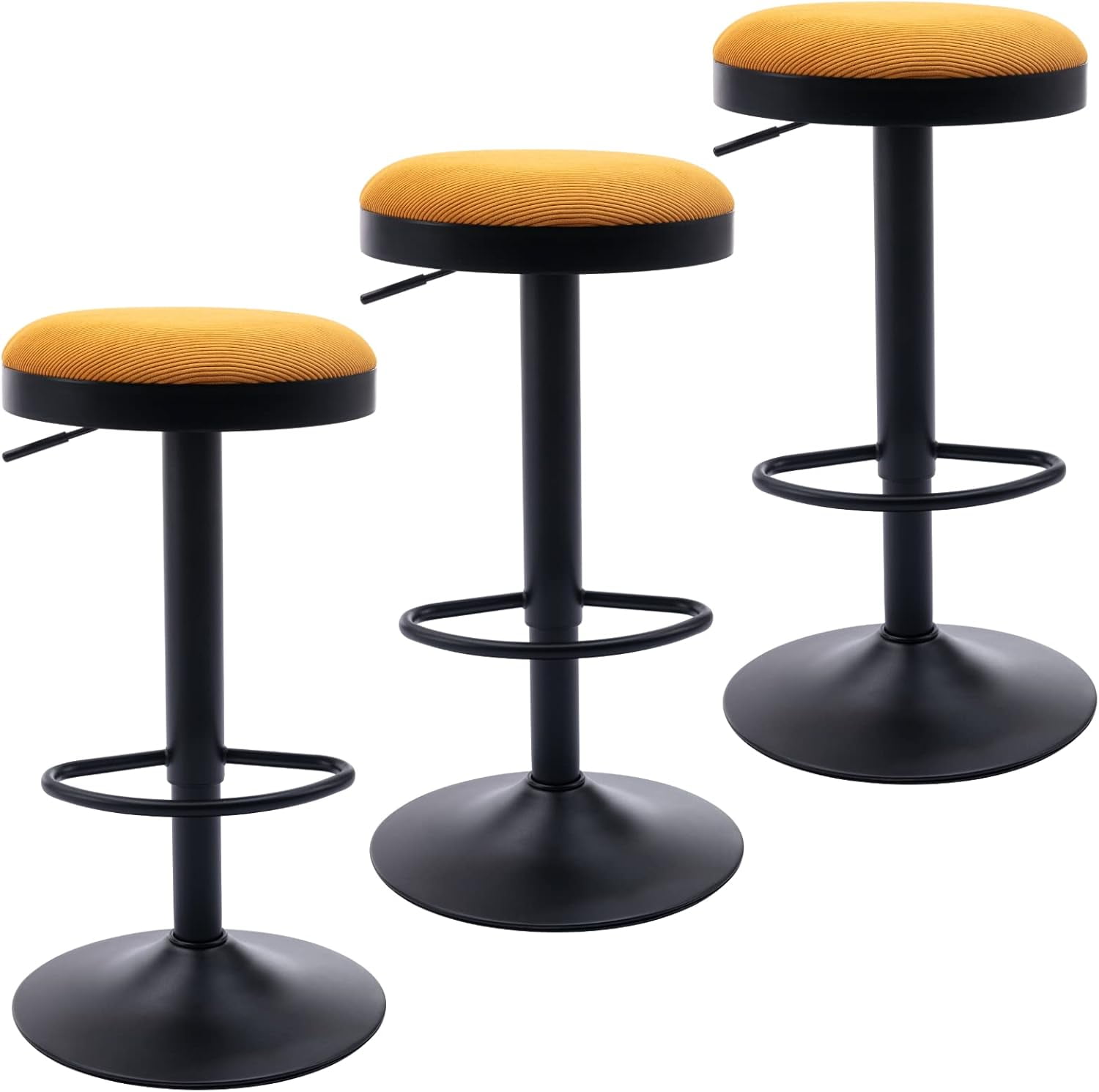 JIKUETWGTG Vintage PU Leather Bar Stools Seat Height Adjustable Single ...