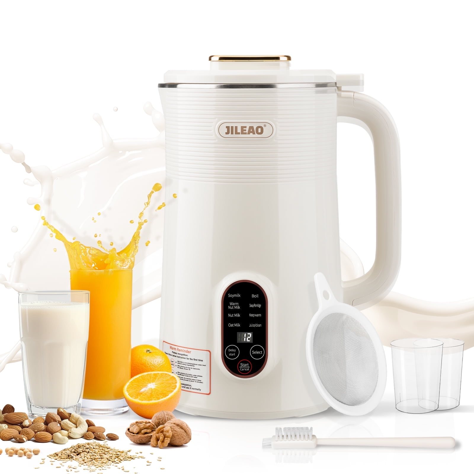 JILEAO 10 in 1 Nut Milk Maker Machine, 35oz Automatic Almond, Soy, Oat ...