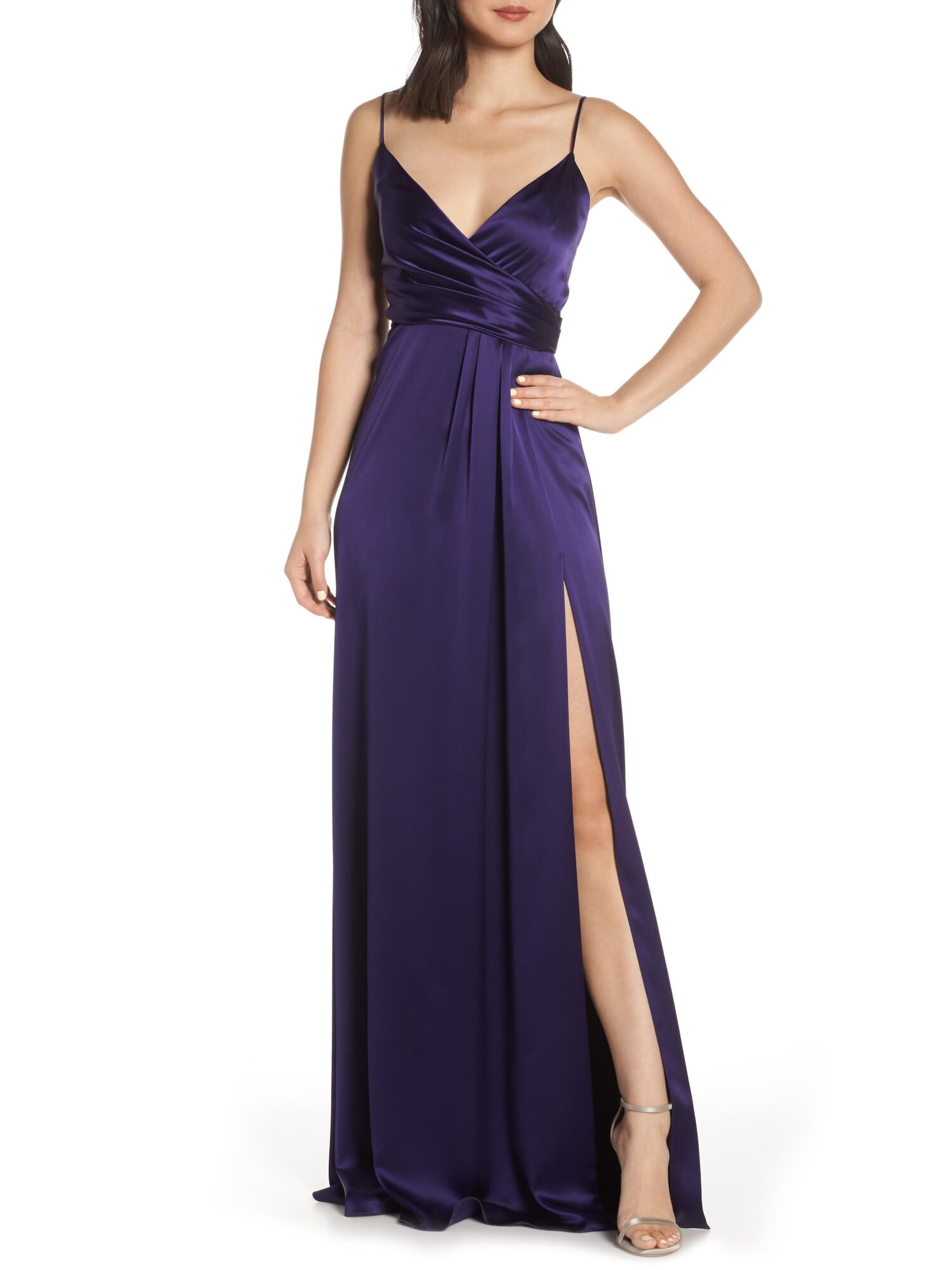 JILL JILL STUART Womens Purple Zippered Slit Silk Spaghetti Strap ...