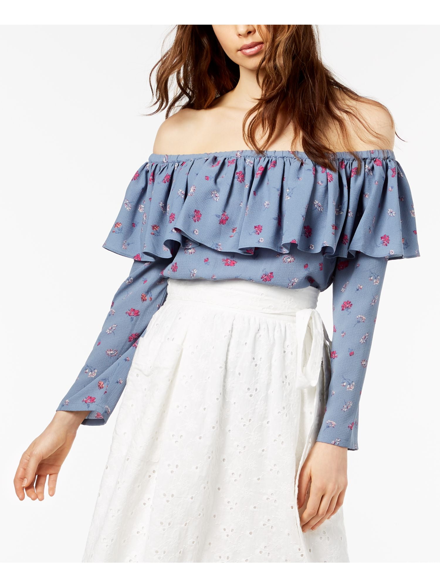 JILL STUART Womens Pink Off The Shoulder Long Sleeve Off Shoulder Top M ...
