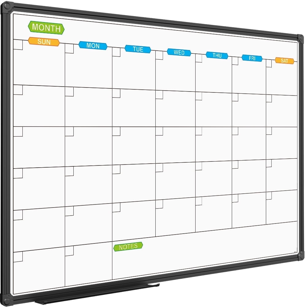 JILoffice Dry Erase Calendar Board 36" X 24" Monthly Weekly Magnetic ...