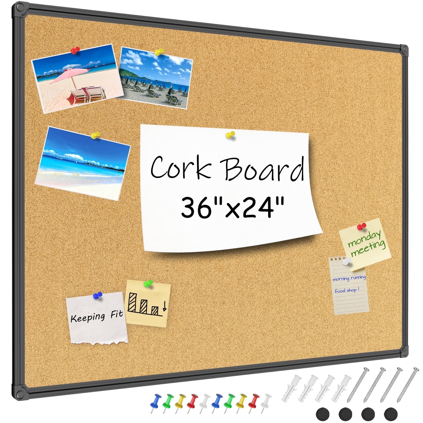 "JILoffice Cork Office Supplies, Message Bulletin Board 36"" x 24 ...