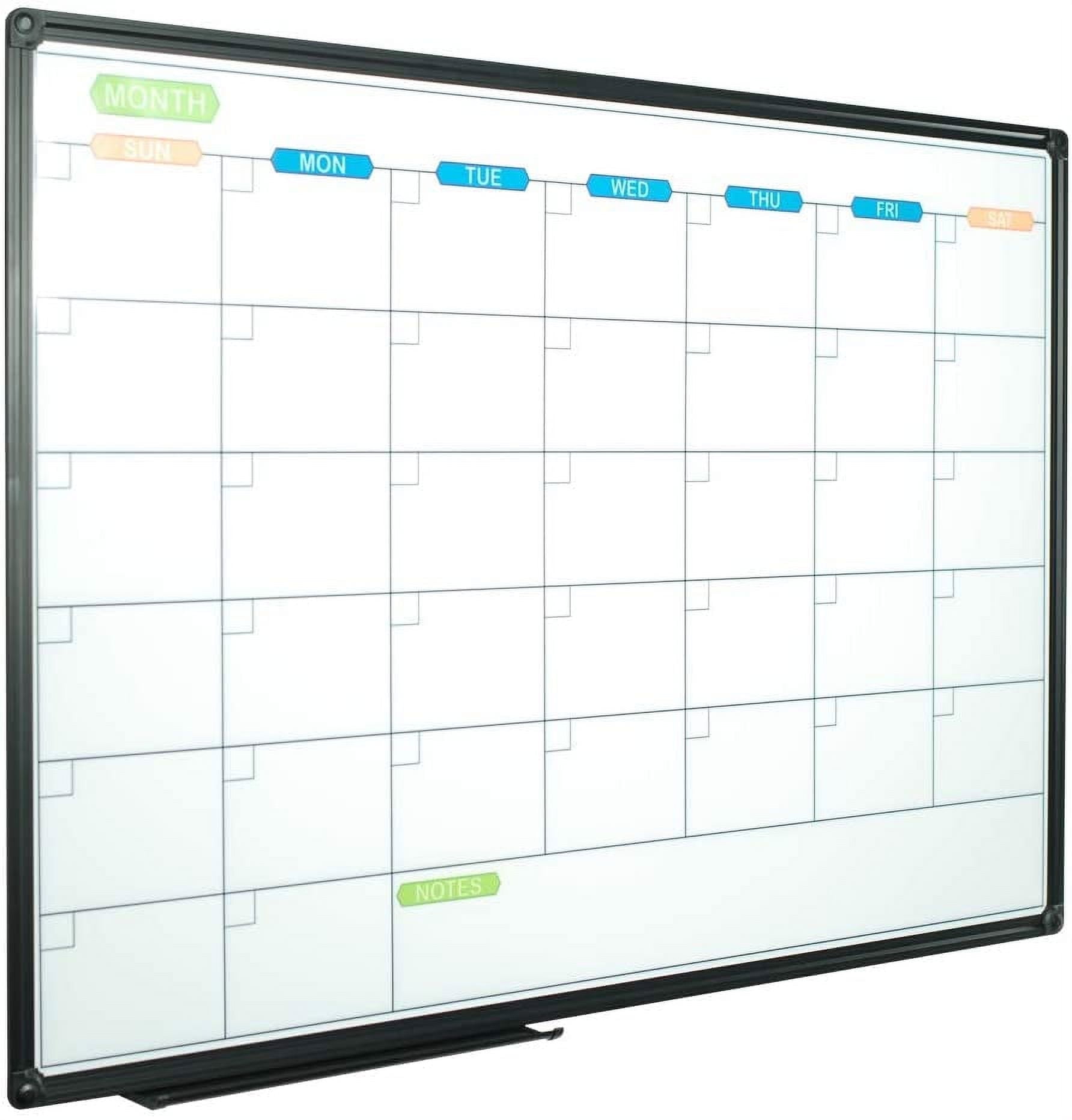 JILoffice Large Magnetic Dry Erase Calendar Whiteboard, Black Aluminum ...