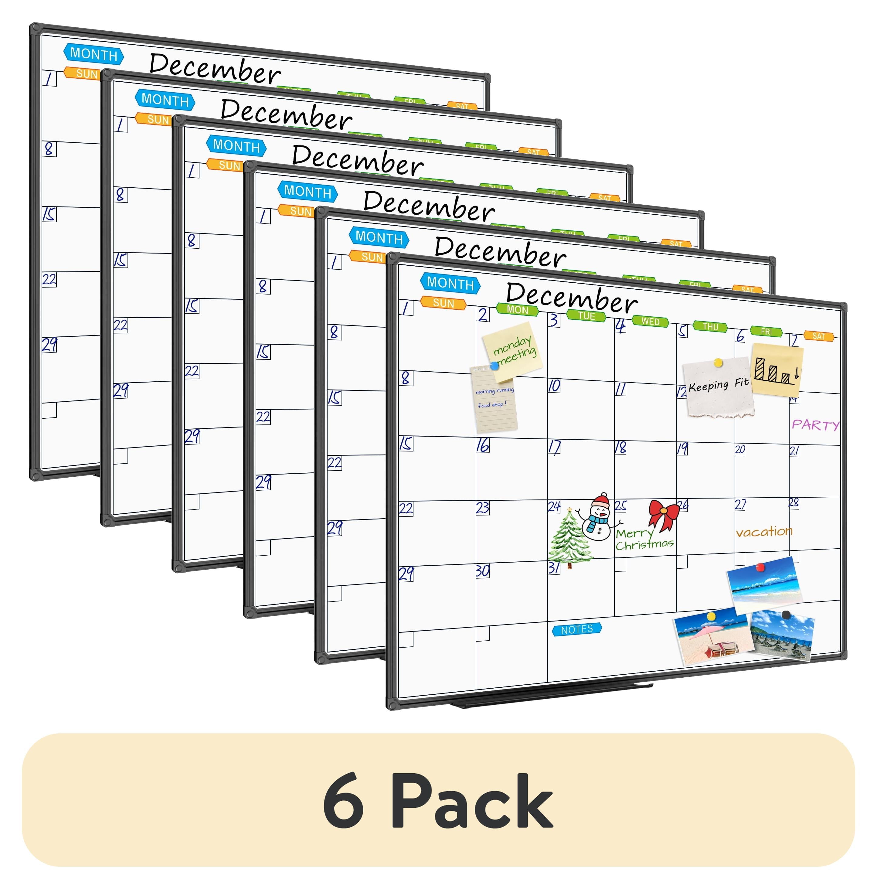 (6 pack) JILoffice dry erase calendar whiteboard 48 x 36 Magnetic ...