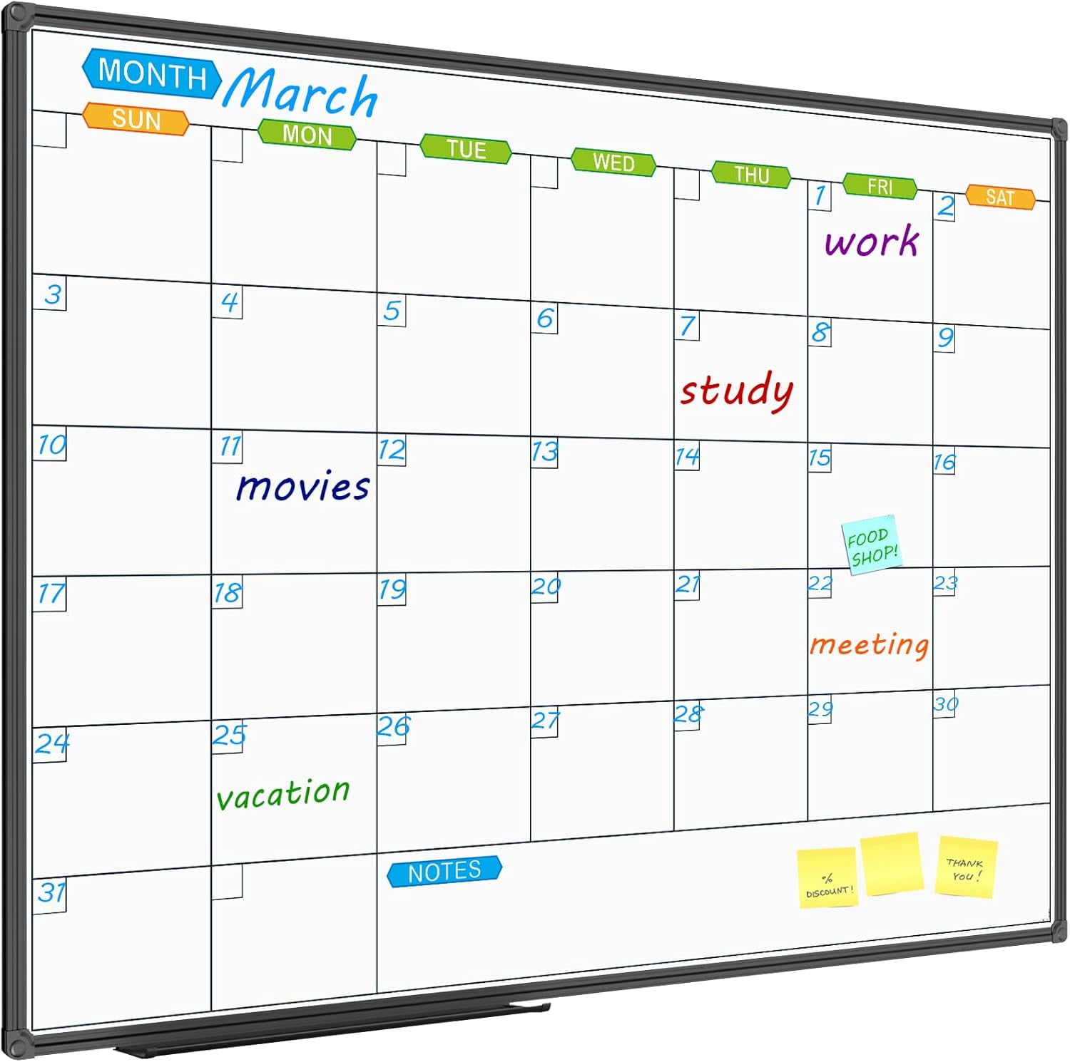 JILoffice Magnetic Dry Erase Planning Board, Grid Pattern White Board ...
