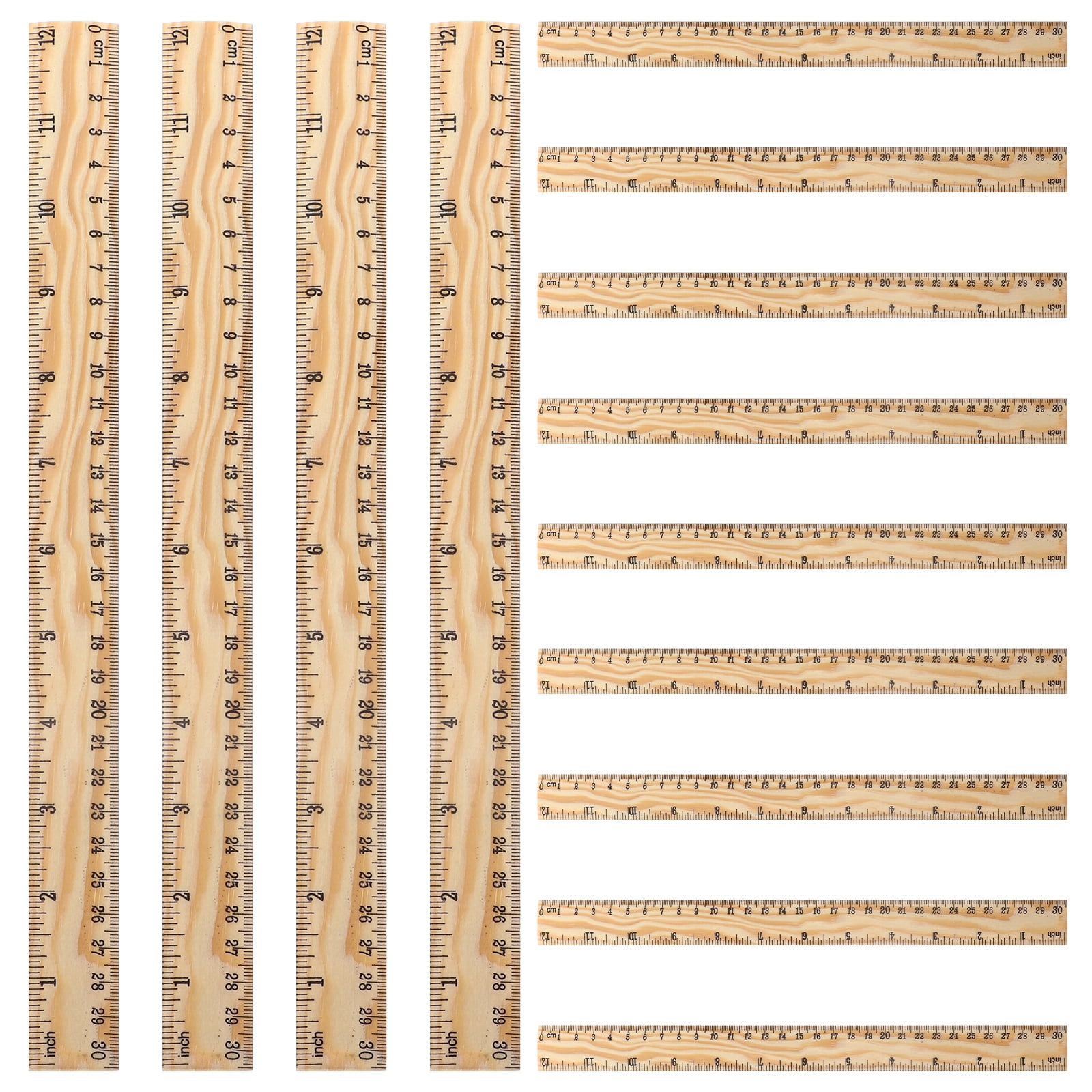 JIMING 26pcs 30cm Bamboo Ruler Wooden DIY Yardstick Tailoring Bamboo ...