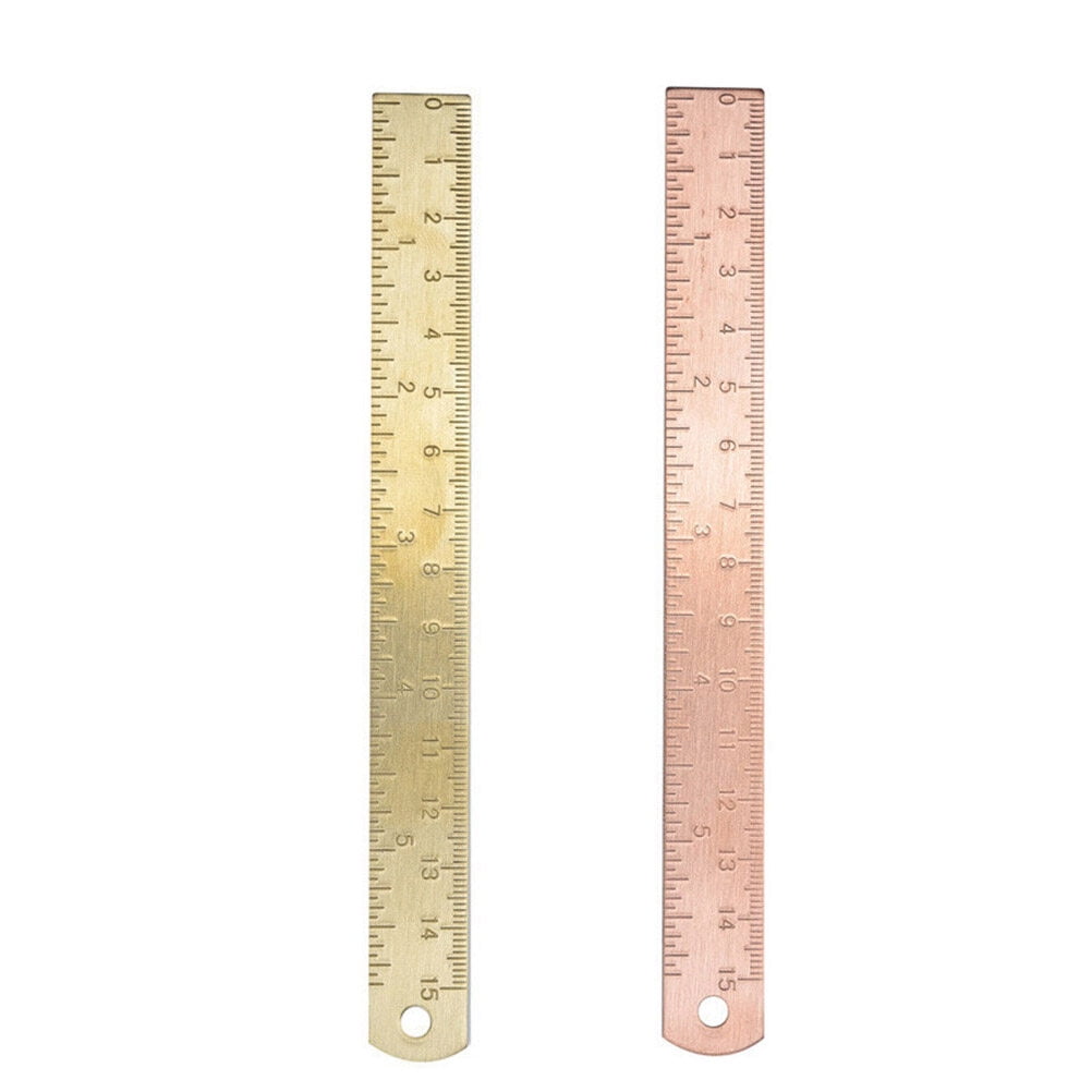 JIMING 2pcs Vintage Ruler Brass and Ruler Double Scale Ruler for Home ...