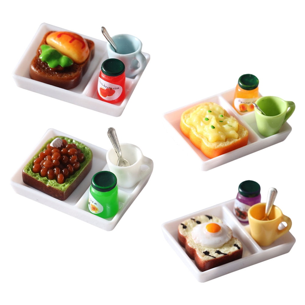JIMING 4 Sets Miniature Food Toast Mini House Breakfast Toast Model ...