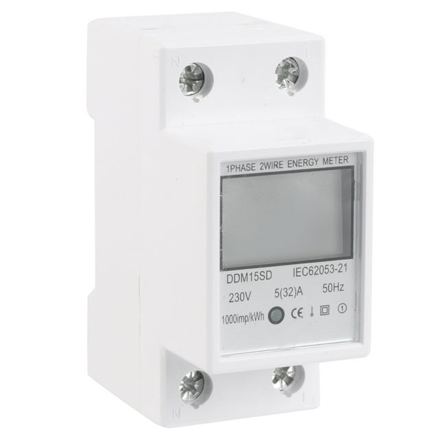 JIMING 5-32A Single Household Mini Energy Meter LCD Display Rail Volt ...