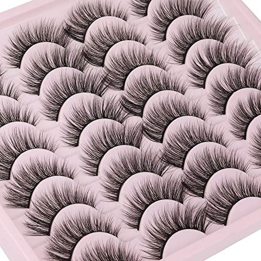 JIMIRE False Eyelashes Wispy Cat Eye 3D Fluttery Faux Mink Lashes Thin ...