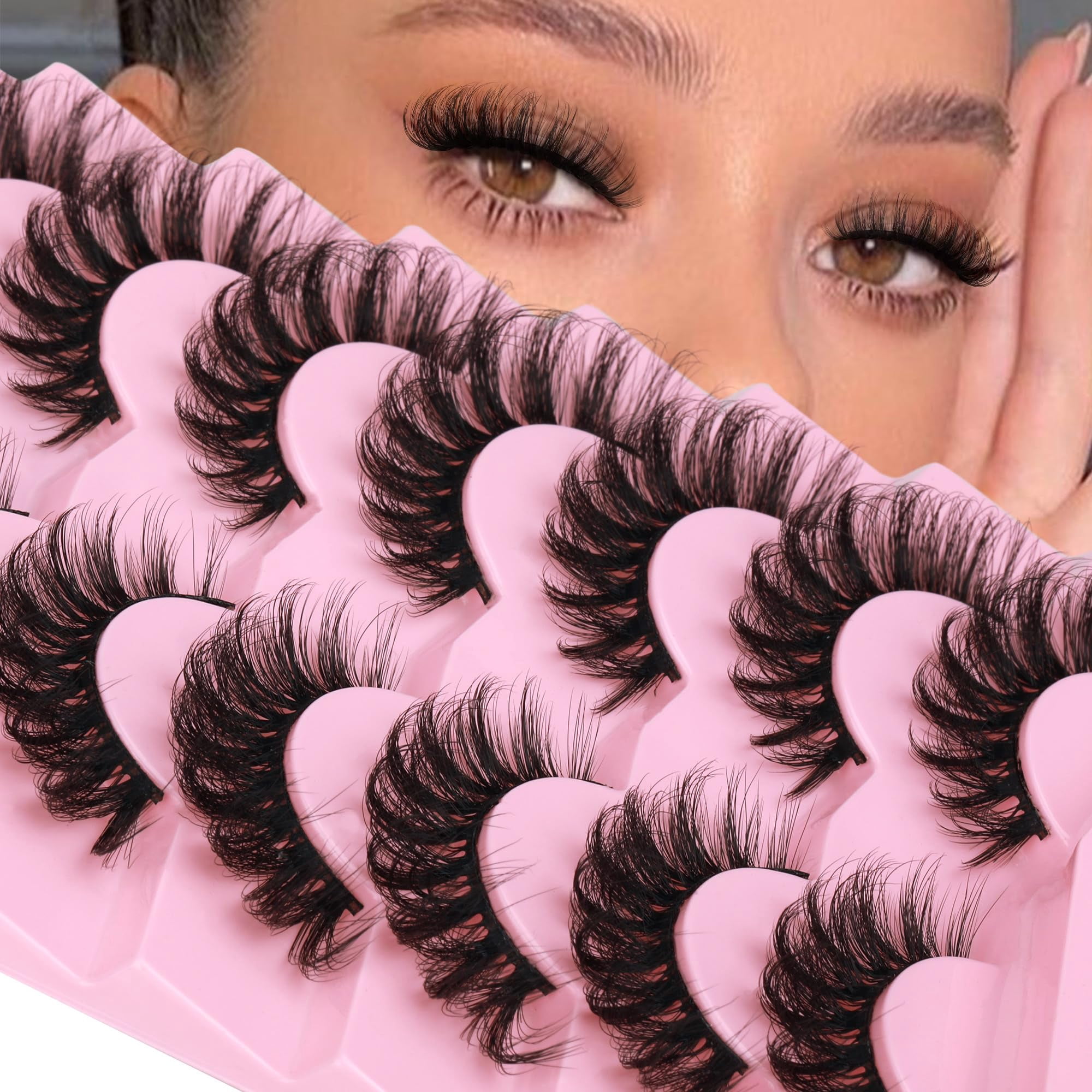 JIMIRE Mink Lashes Wispy AIF9 Cat Eye Lashes Full 6D Volume False ...