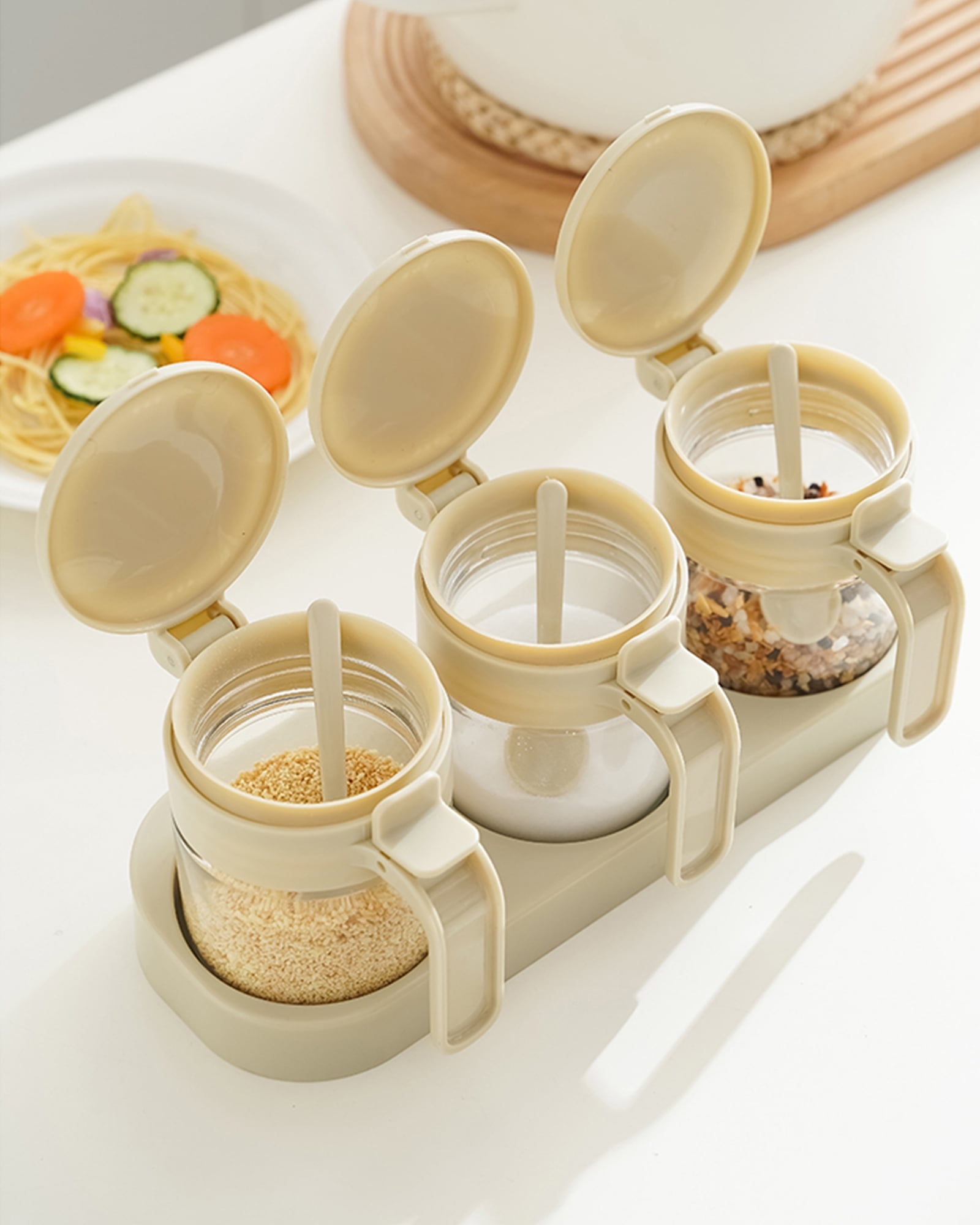 JIMMEAL Clear Glass Condiment Spice Jars With Label,Wall Mount Sealing ...