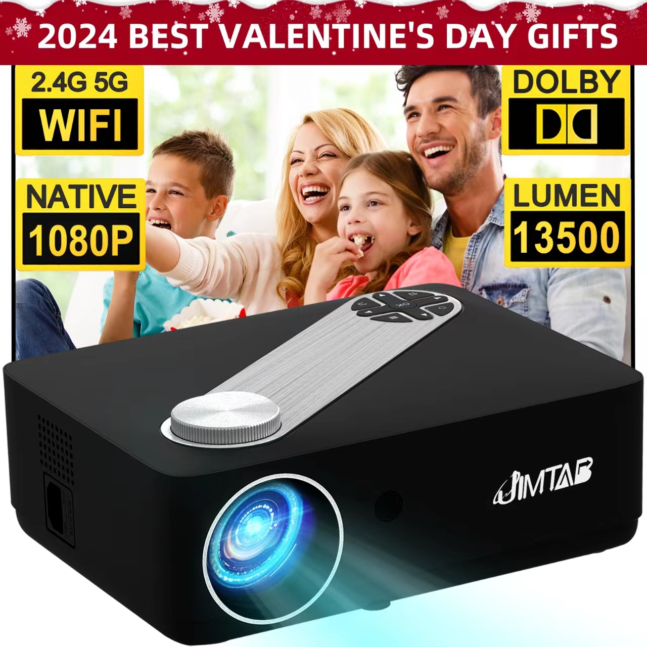 JIMTAB 2024 M22 Projector 5G Wifi 1080P Native Projector, 4K Support ...