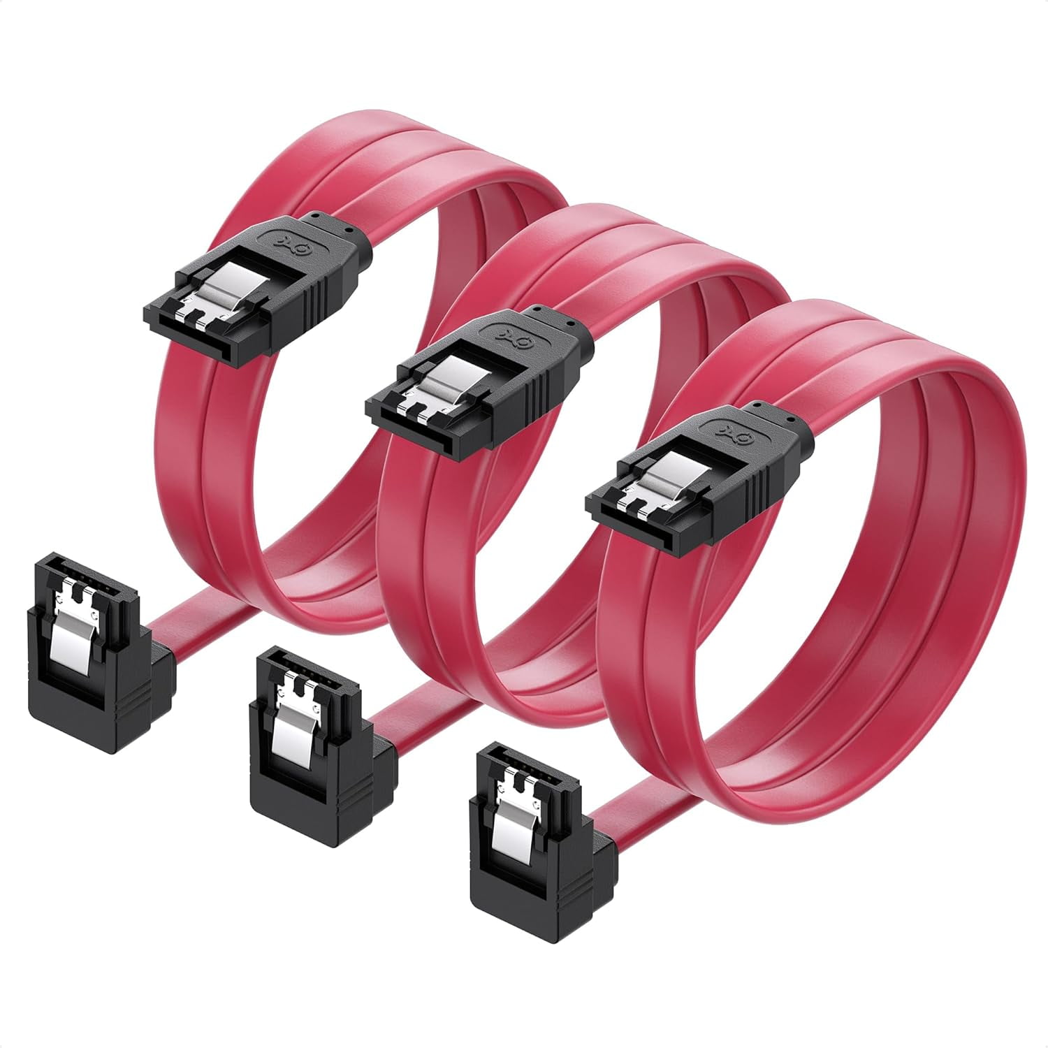 JIMTAB 3 Pack 90 Degree Right Angle SATA Cable 18 Inches 6.0 Gbps SATA ...