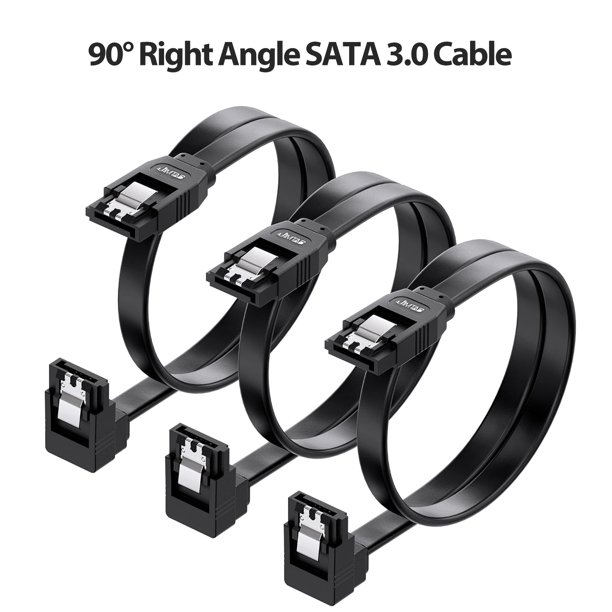 JIMTAB 3 Pack 90 Degree Right Angle SATA Cable 18 Inches 6.0 Gbps SATA ...