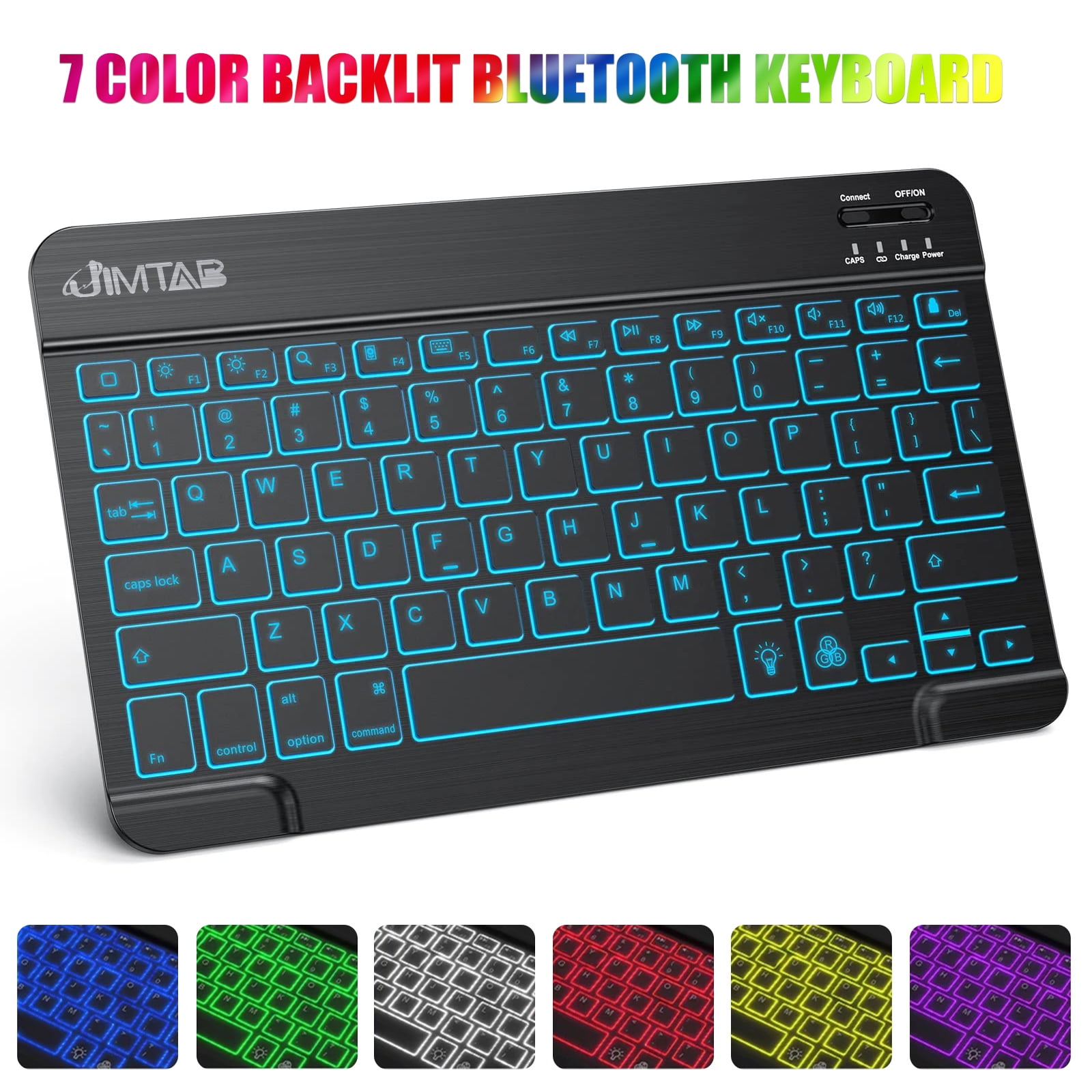 Jimtab Ultra Slim Bluetooth Keyboard 10 Inch Portable Mini Wireless Keyboard Rechargeable For