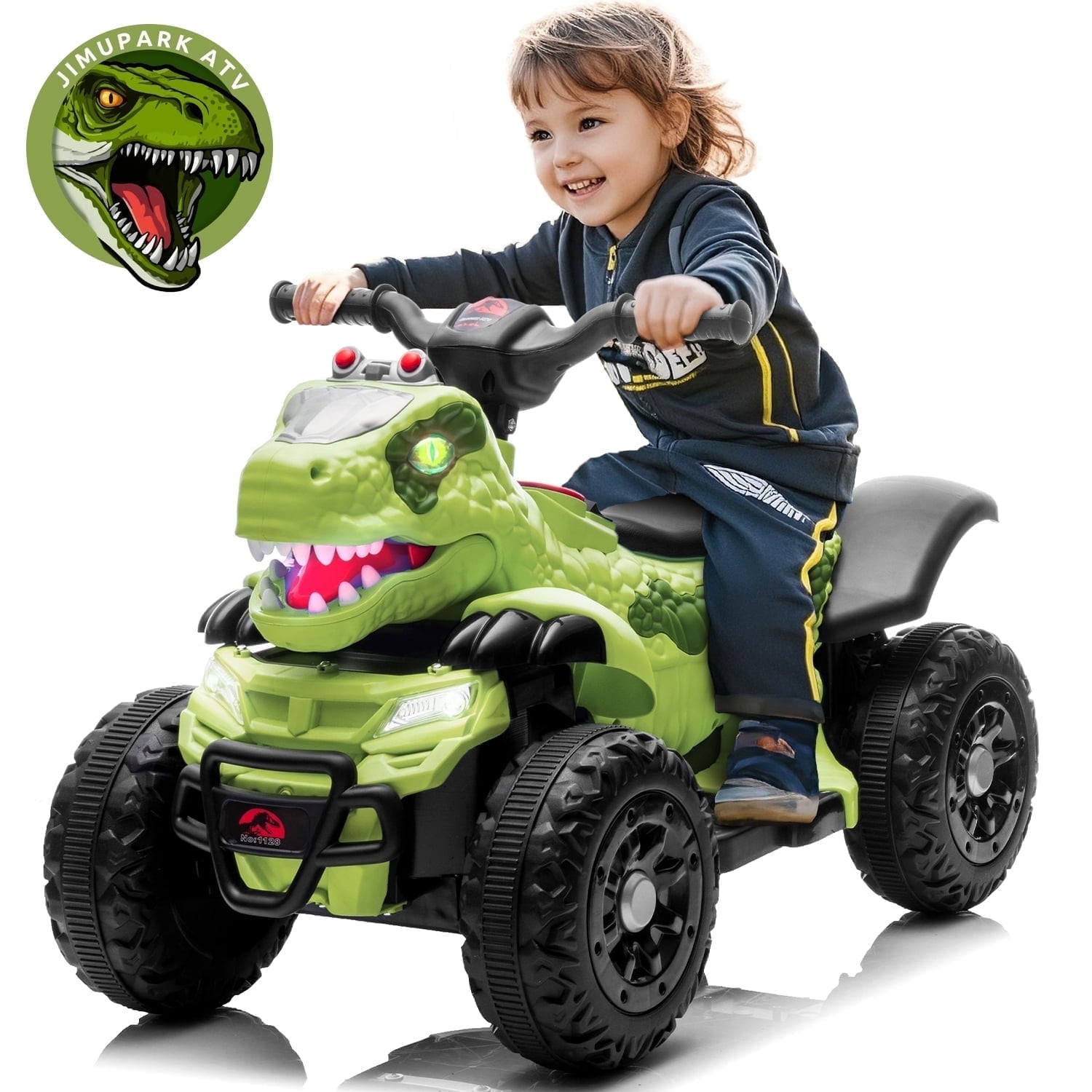 JIMUPARK 12V Dinosaur Ride on ATV, Four Wheeler Electric Car for Kids ...