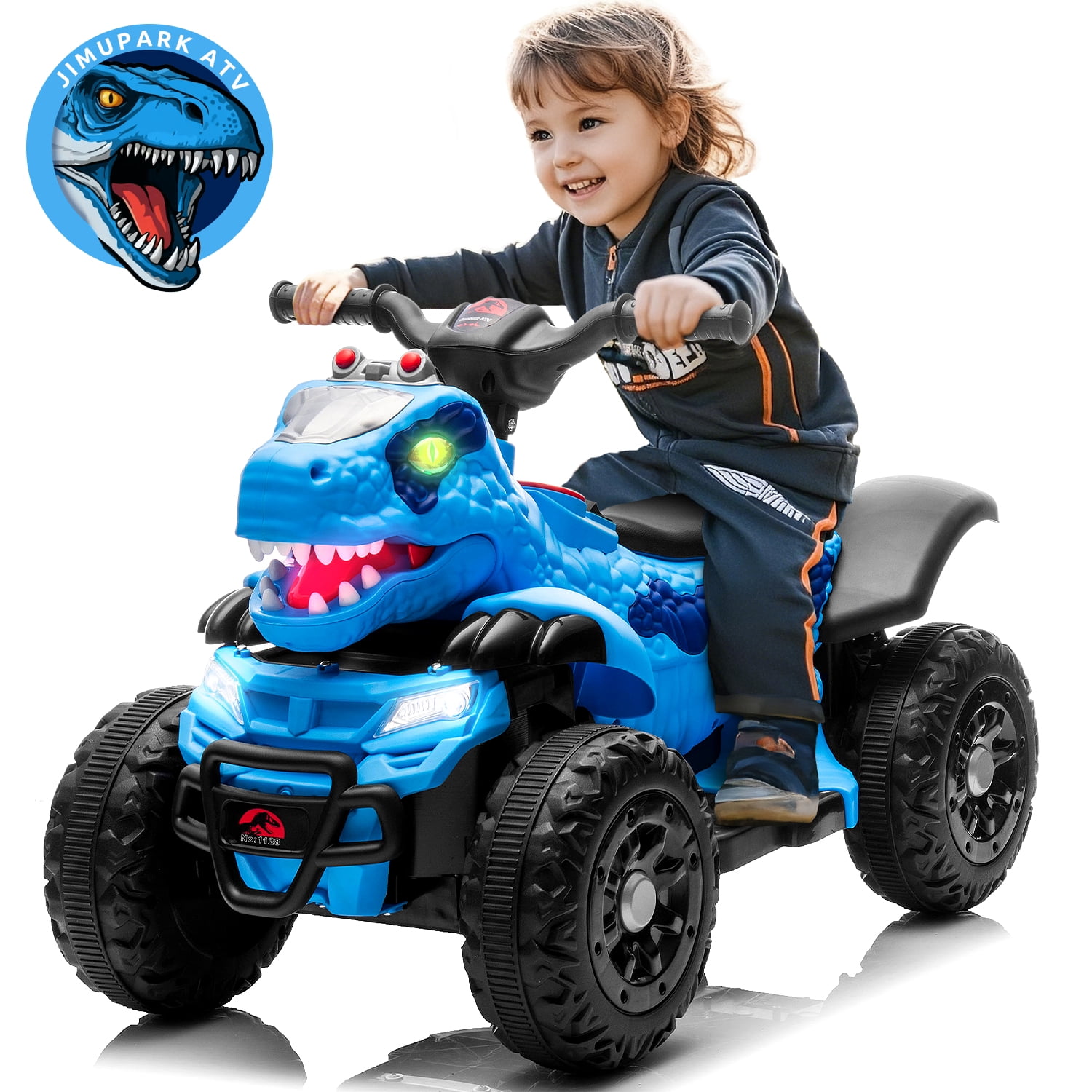 JIMUPARK 12V Dinosaur Ride On ATV, Four Wheeler Electric Car for Kids ...