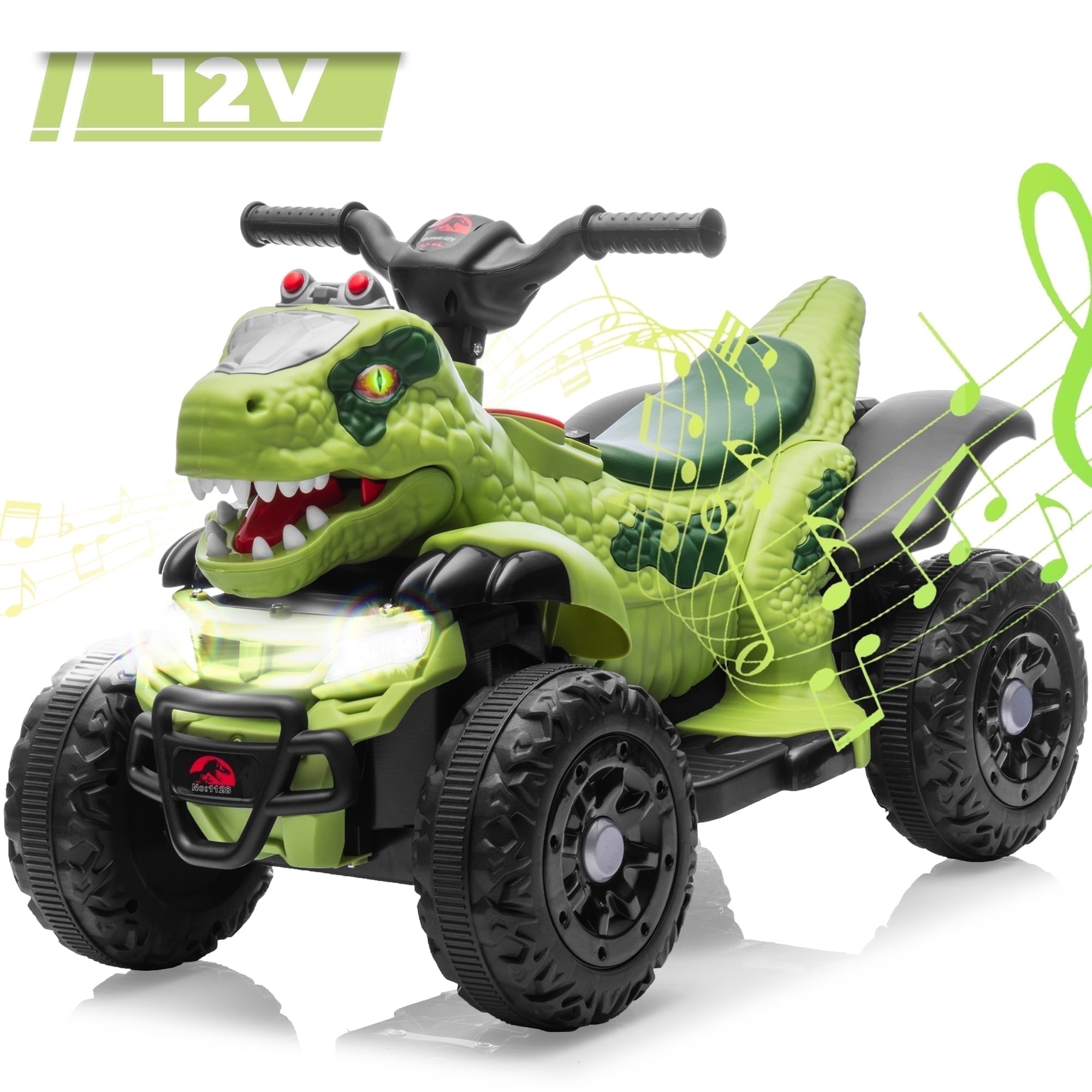 JIMUPARK 12V Kids Ride-on ATV Dinosaur Toy with LED Lights, USB ...