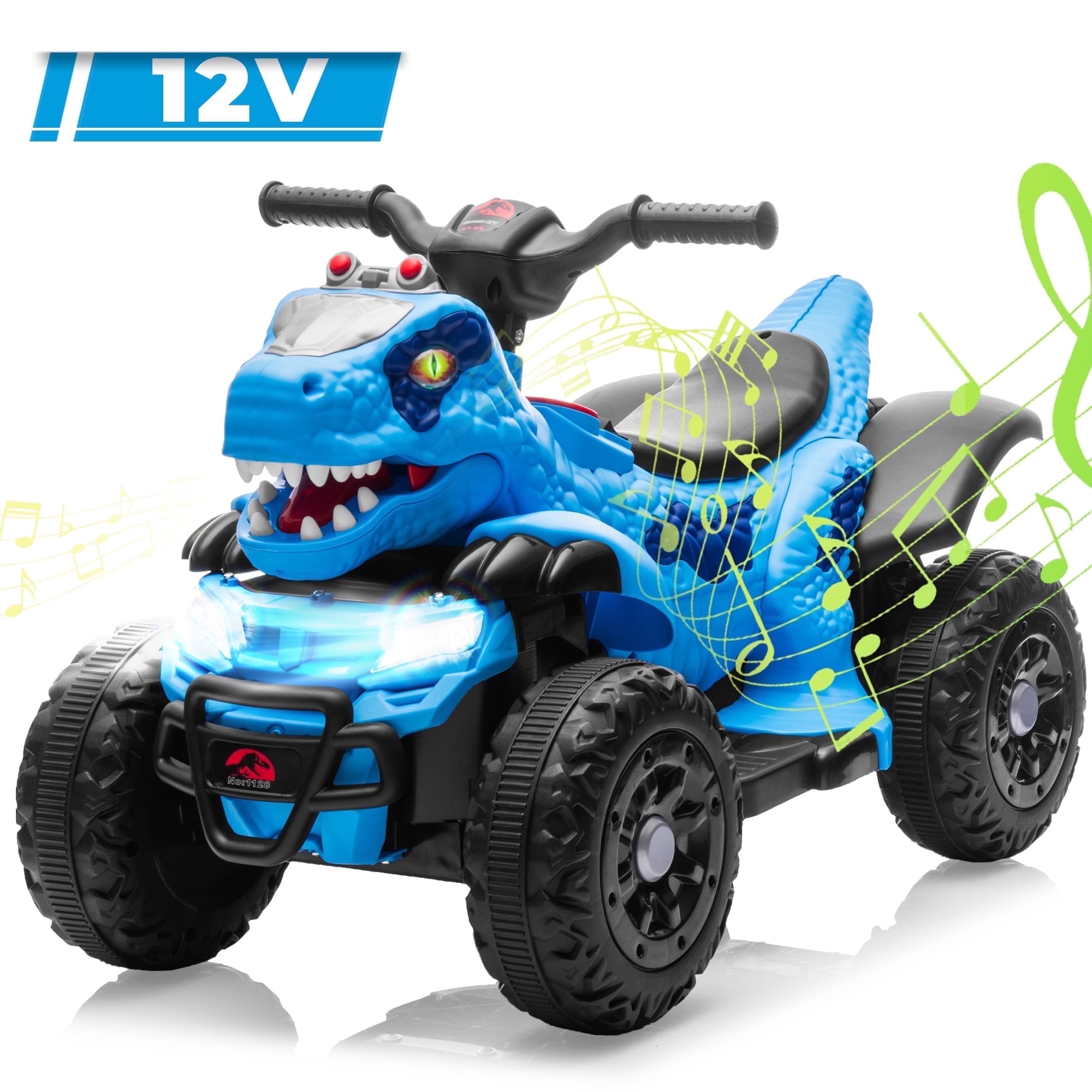 JIMUPARK 12V Kids Ride-on ATV Dinosaur Toy with LED Lights, USB ...