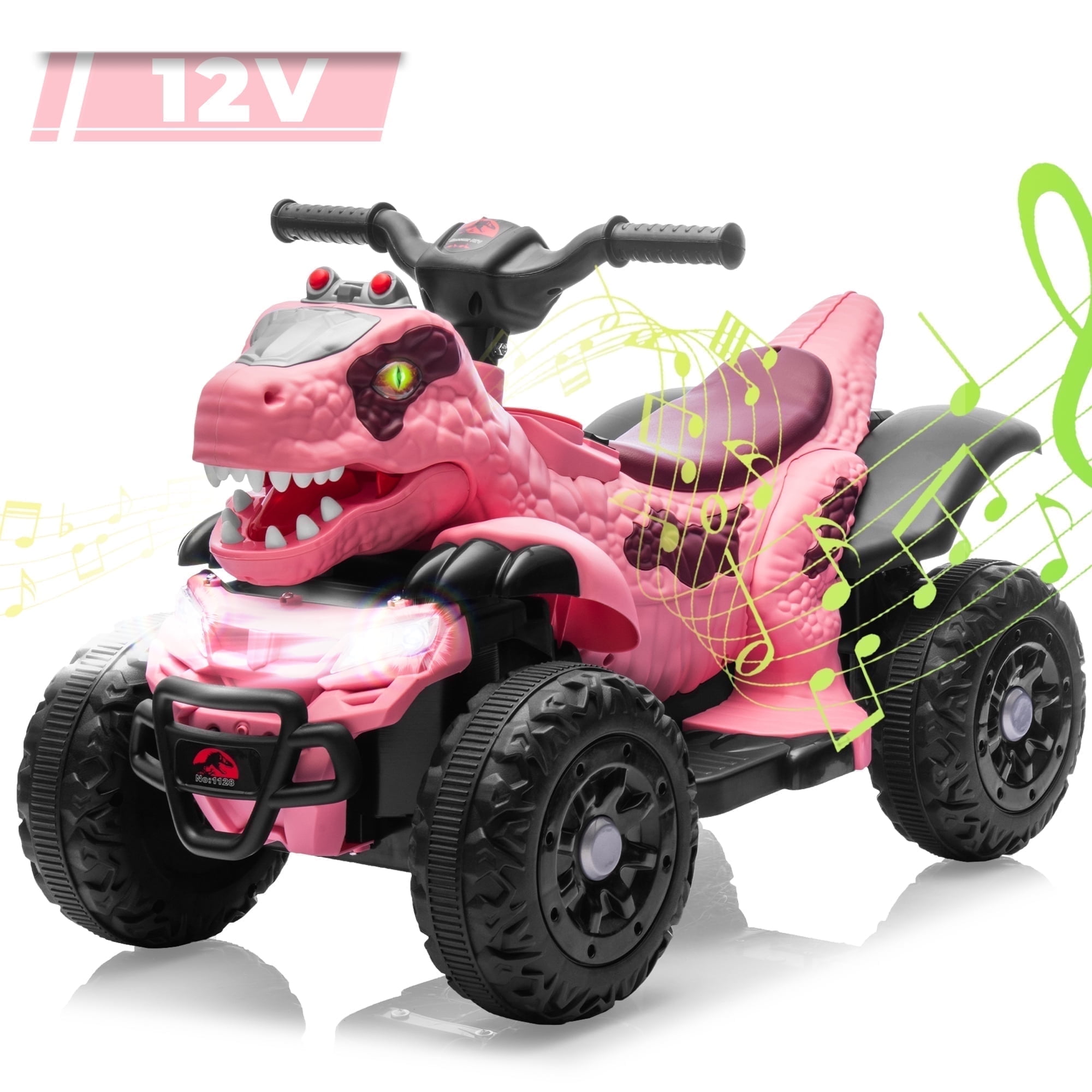 JIMUPARK 12V Kids Ride-on ATV Dinosaur Toy with LED Lights, USB ...
