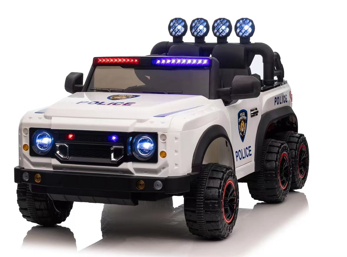 JIMUPARK 24V Kids Police Car Ride On w/Remote, Bluetooth, MP3, USB, LED ...